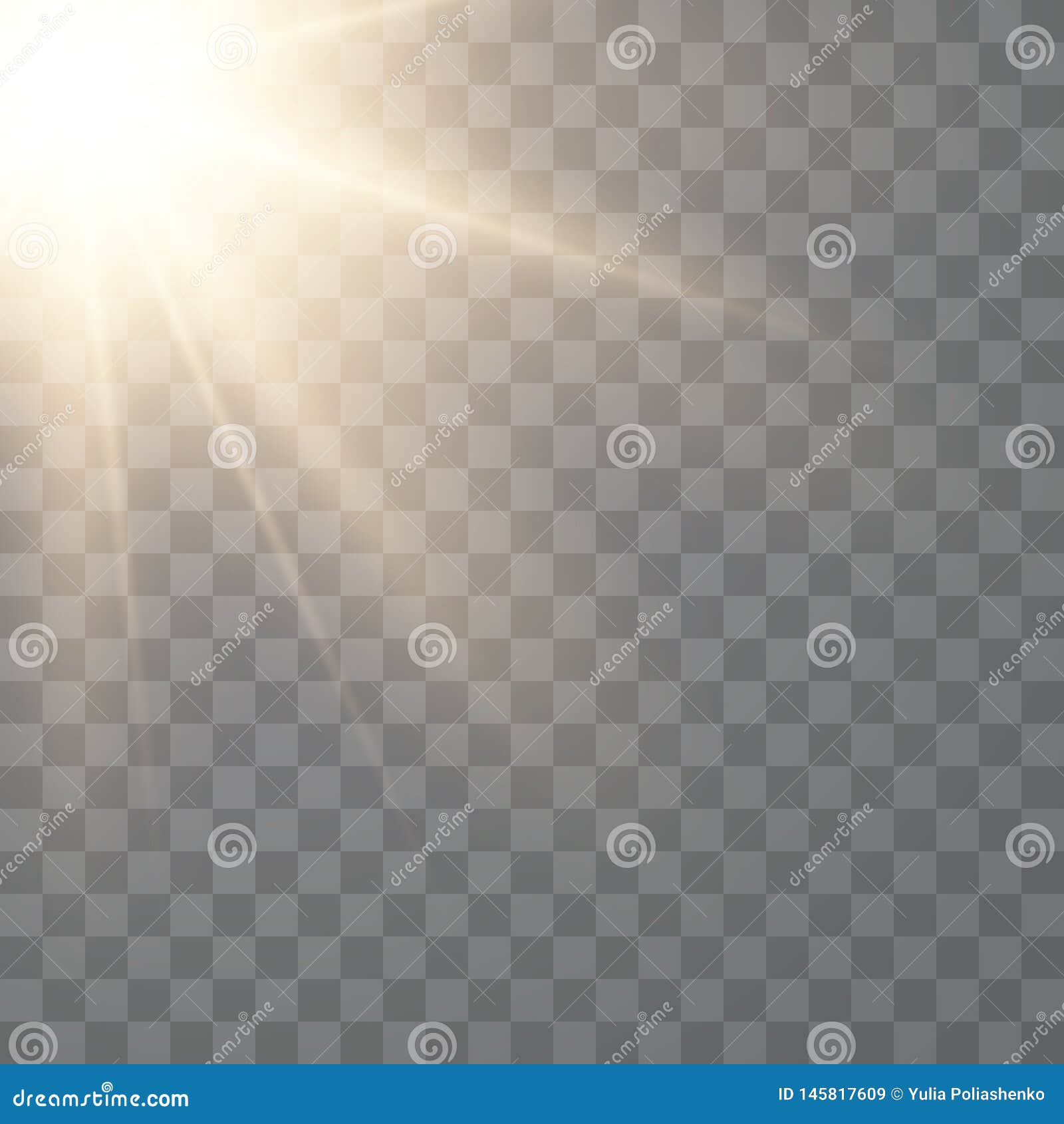 Gold Glowing Sunlight Effect Stock Vector - Illustration of rays, blue ...