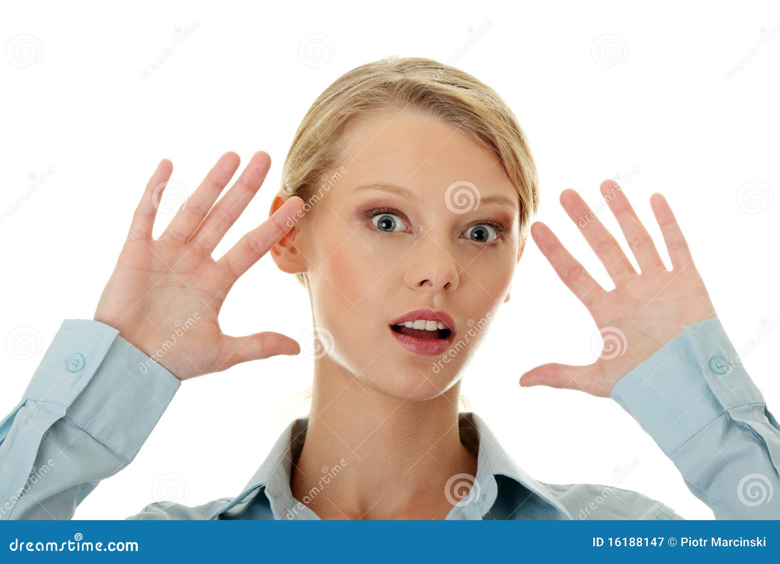 Asustado imagen de archivo. Imagen de manera, manos, cara - 16188147