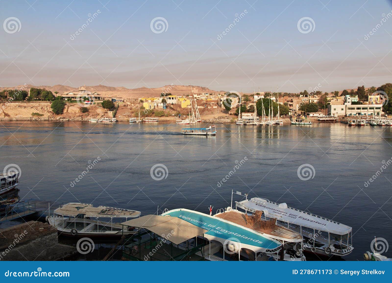 Aswan, Egypt - 27 Feb 2017: the Boat on Nile River in Aswan, Egypt ...