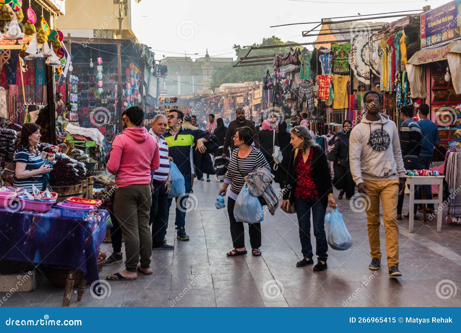 ASWAN, EGYPT: FEB 12, 2019: People at the Old Souk (market) in Aswan ...