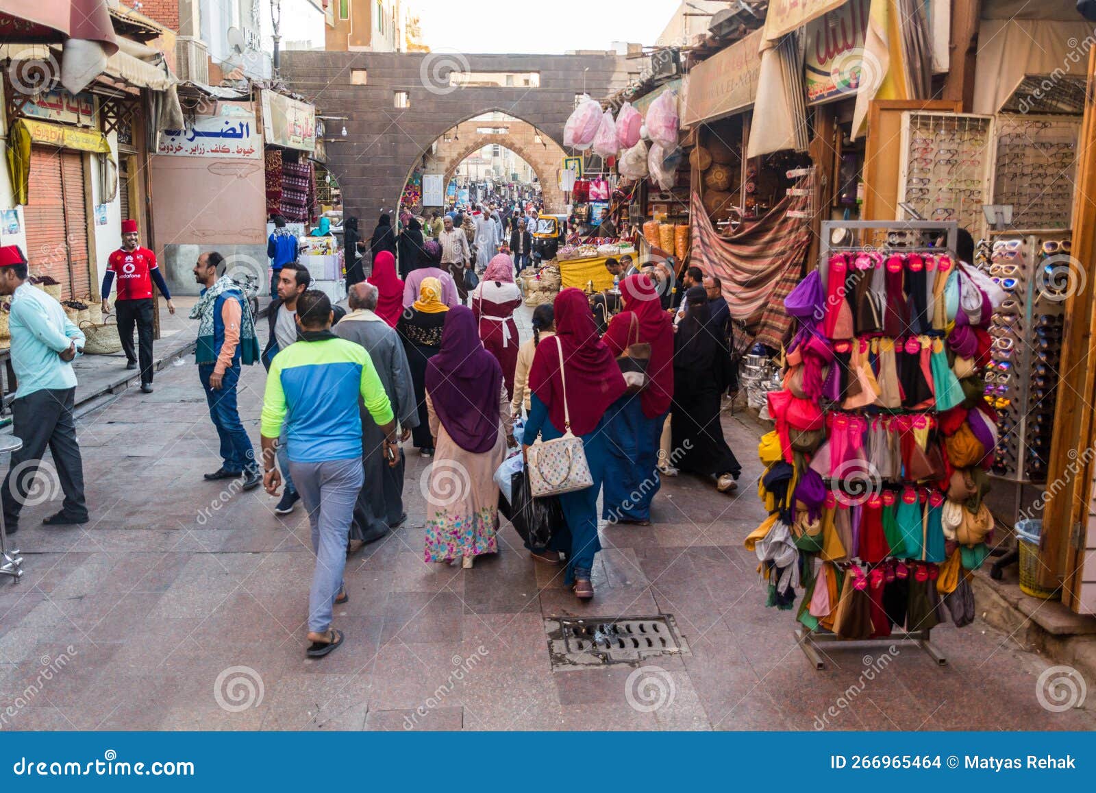 ASWAN, EGYPT: FEB 12, 2019: People at the Old Souk (market) in Aswan ...