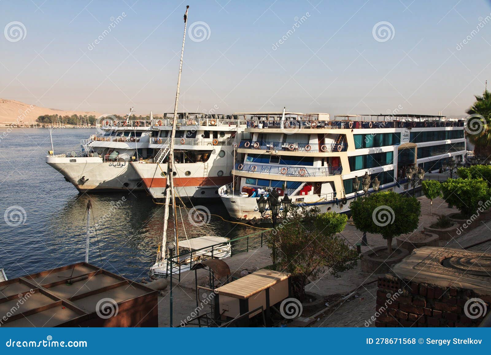Aswan, Egypt - 27 Feb 2017: the Ship on Nile River in Aswan, Egypt ...
