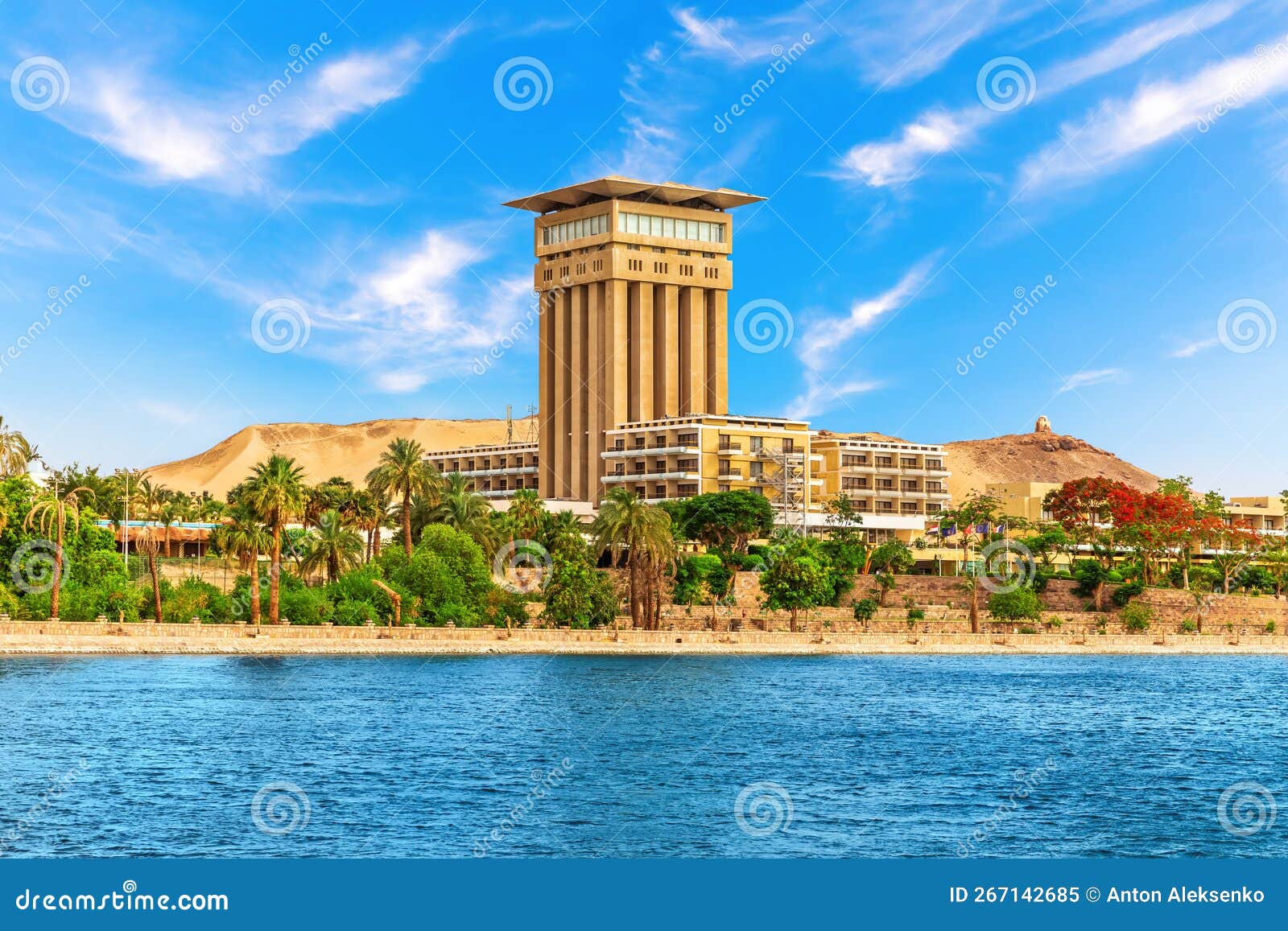 Aswan River View, Buildings and Hotels by the Nile, Egypt Editorial ...