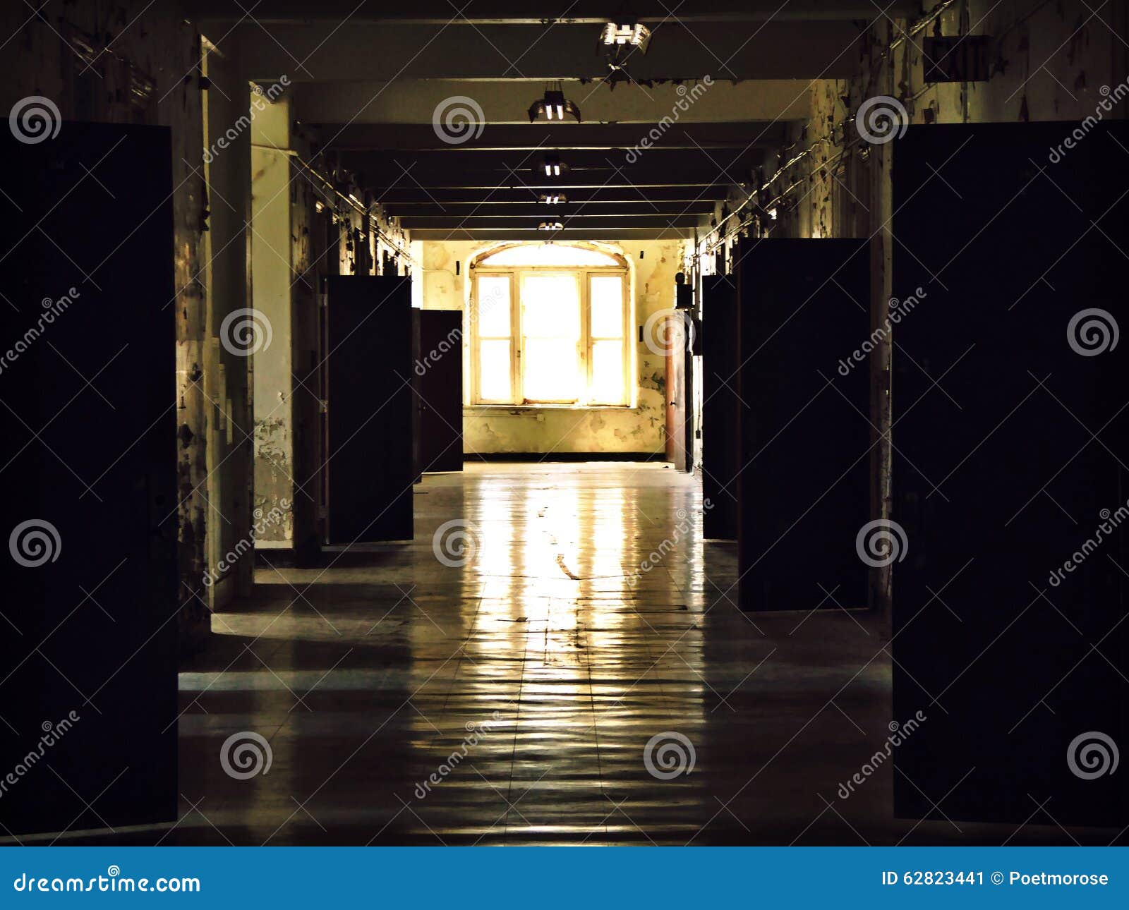 Asylum hallway. stock image. Image of hallway, west, asylum - 62823441