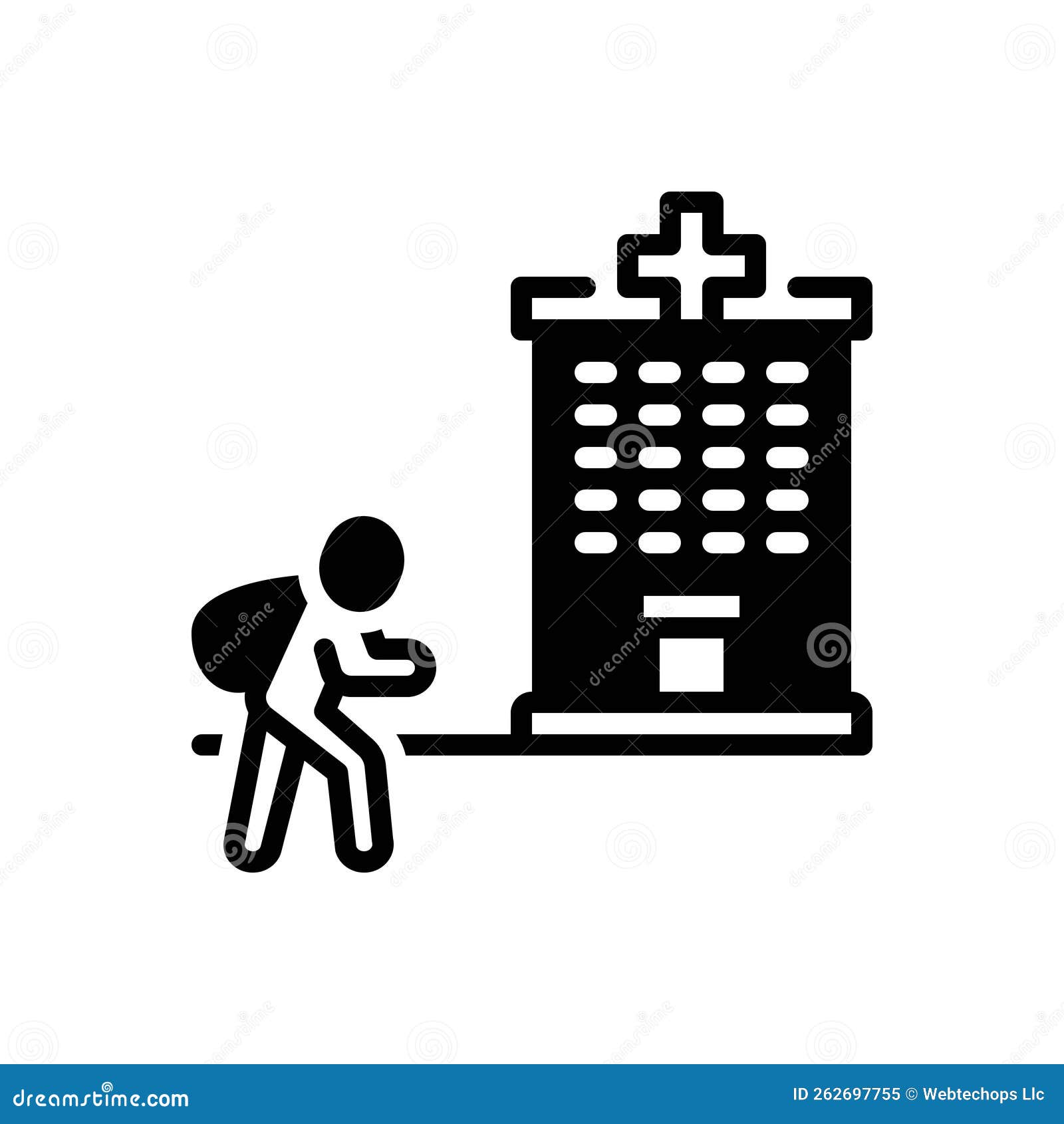 Black Solid Icon for Asylum, Hospital and Clinic Stock Vector ...