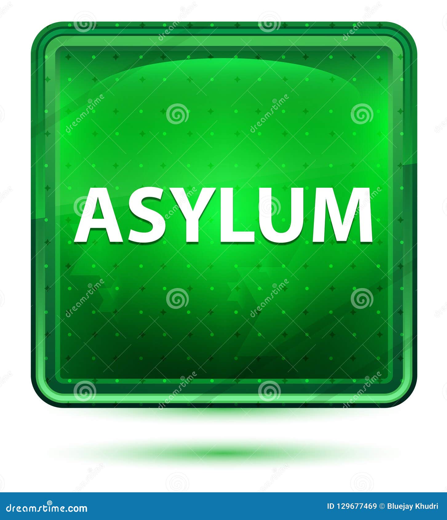 Asylum Neon Light Green Square Button Stock Illustration - Illustration ...