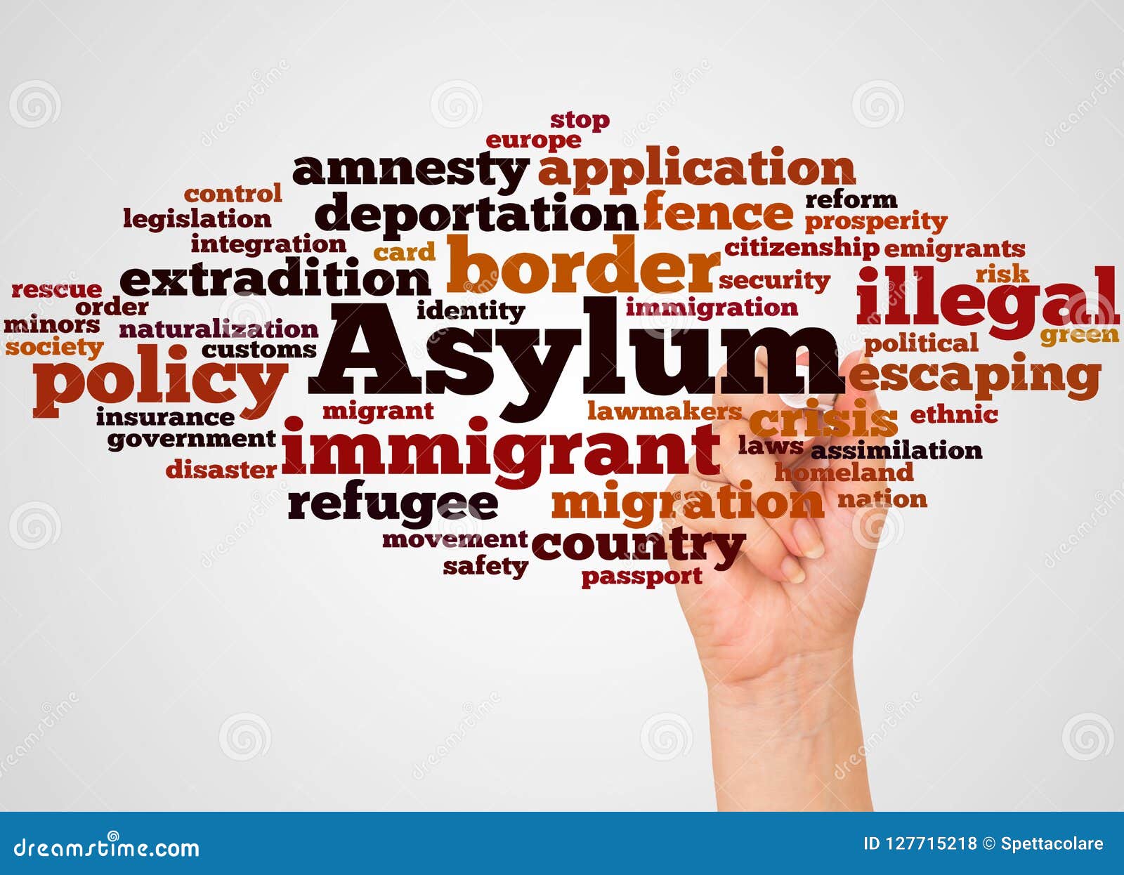 Asylum Word Cloud and Hand with Marker Concept Stock Illustration ...