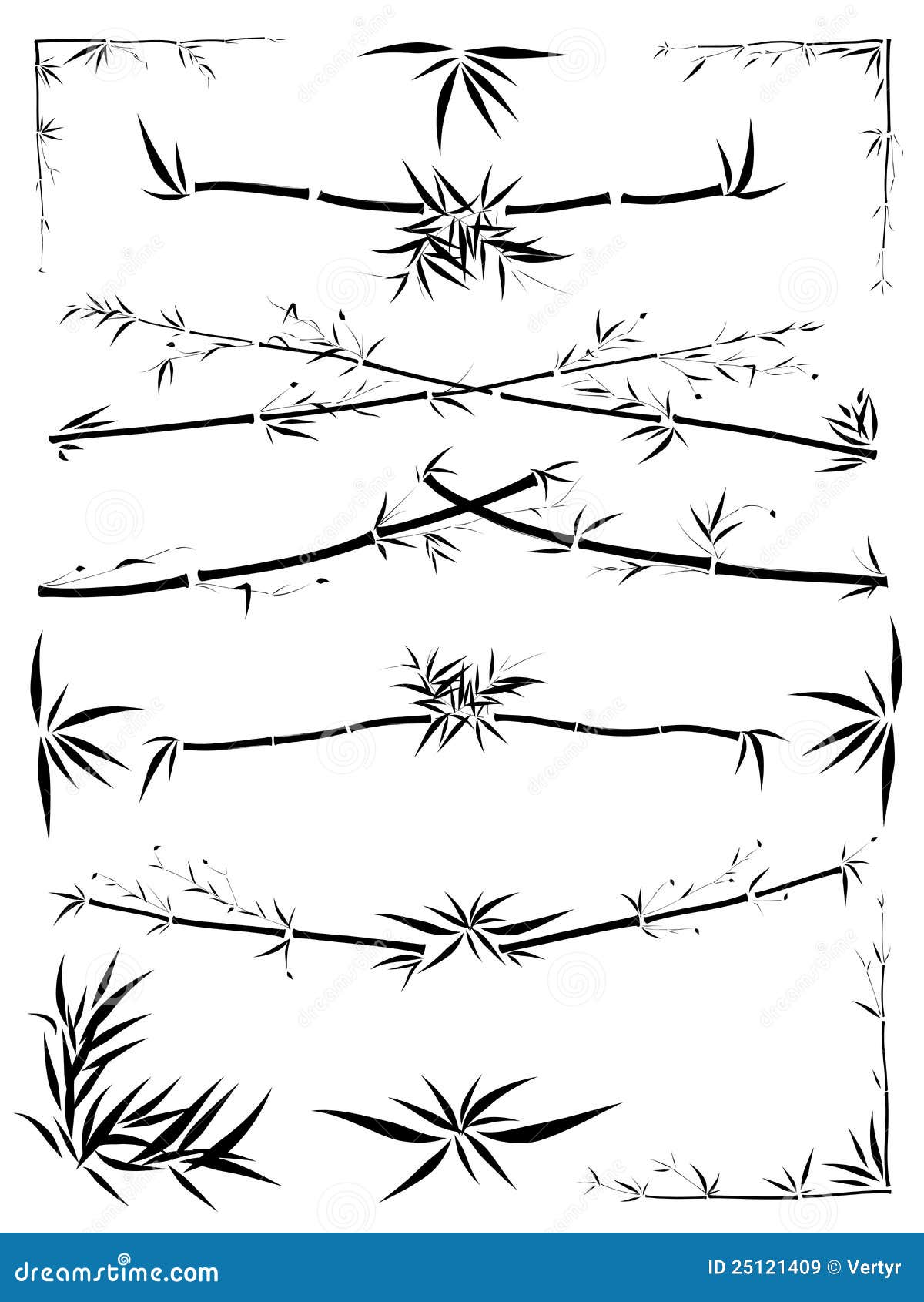 Asymmetric Border Decoration from Bamboo Stock Vector - Illustration of ...
