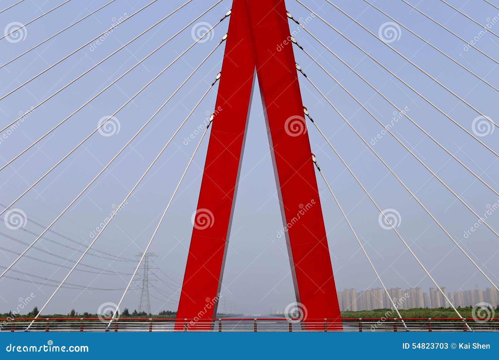 Asymmetric Cable-stayed Bridge, Unique Stock Image - Image of shape ...