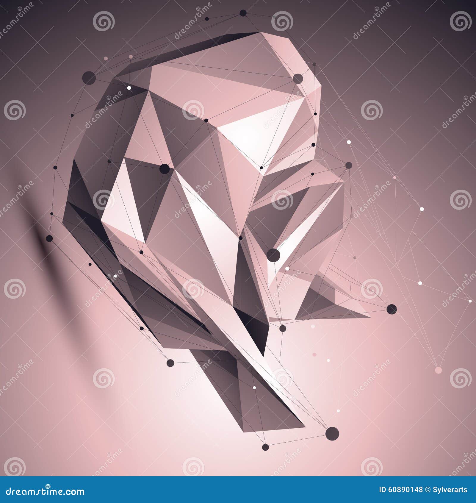 Asymmetric 3D Abstract Lattice Object with Lines Mesh Stock Vector ...