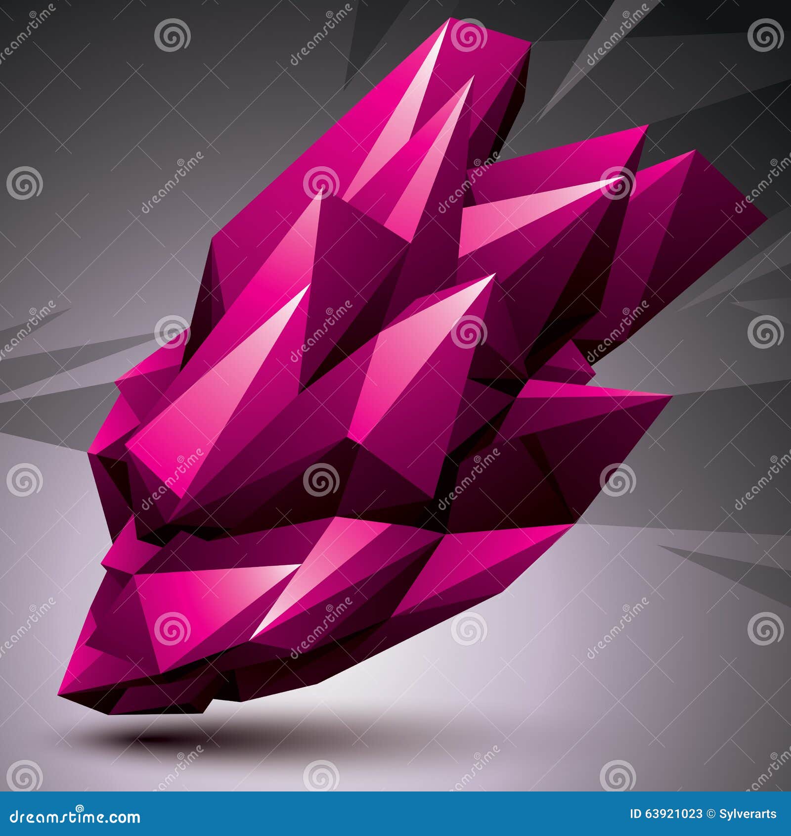 Asymmetric 3D Abstract Object, Bright Geometric Spatial Form. Re Stock ...