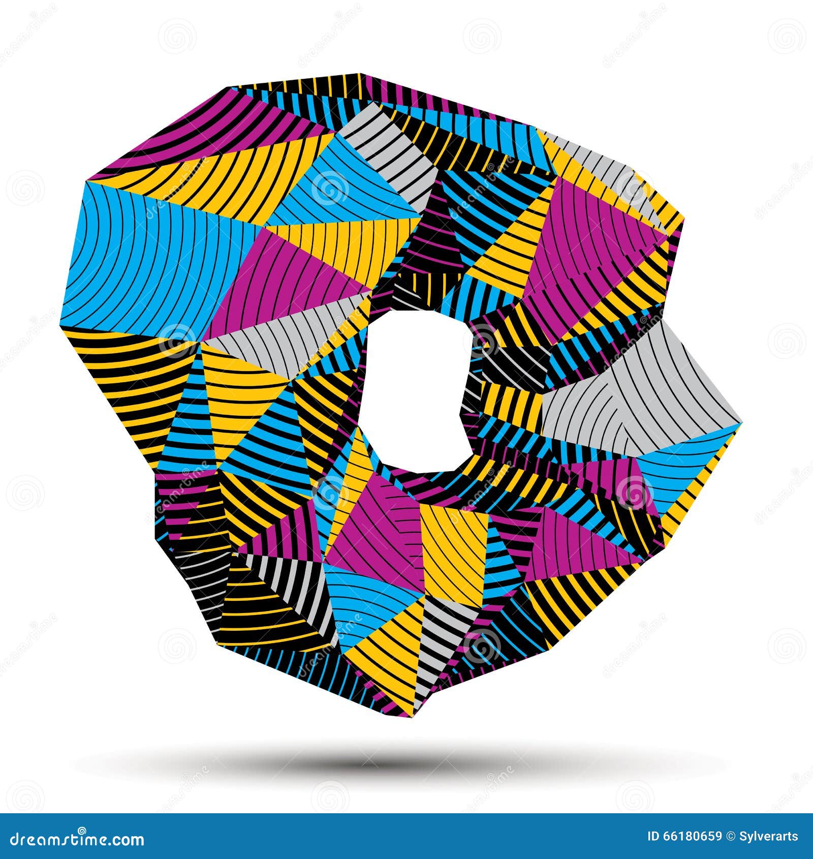 Asymmetric 3D Abstract Striped Object, Colorful Geometric Vector Stock ...