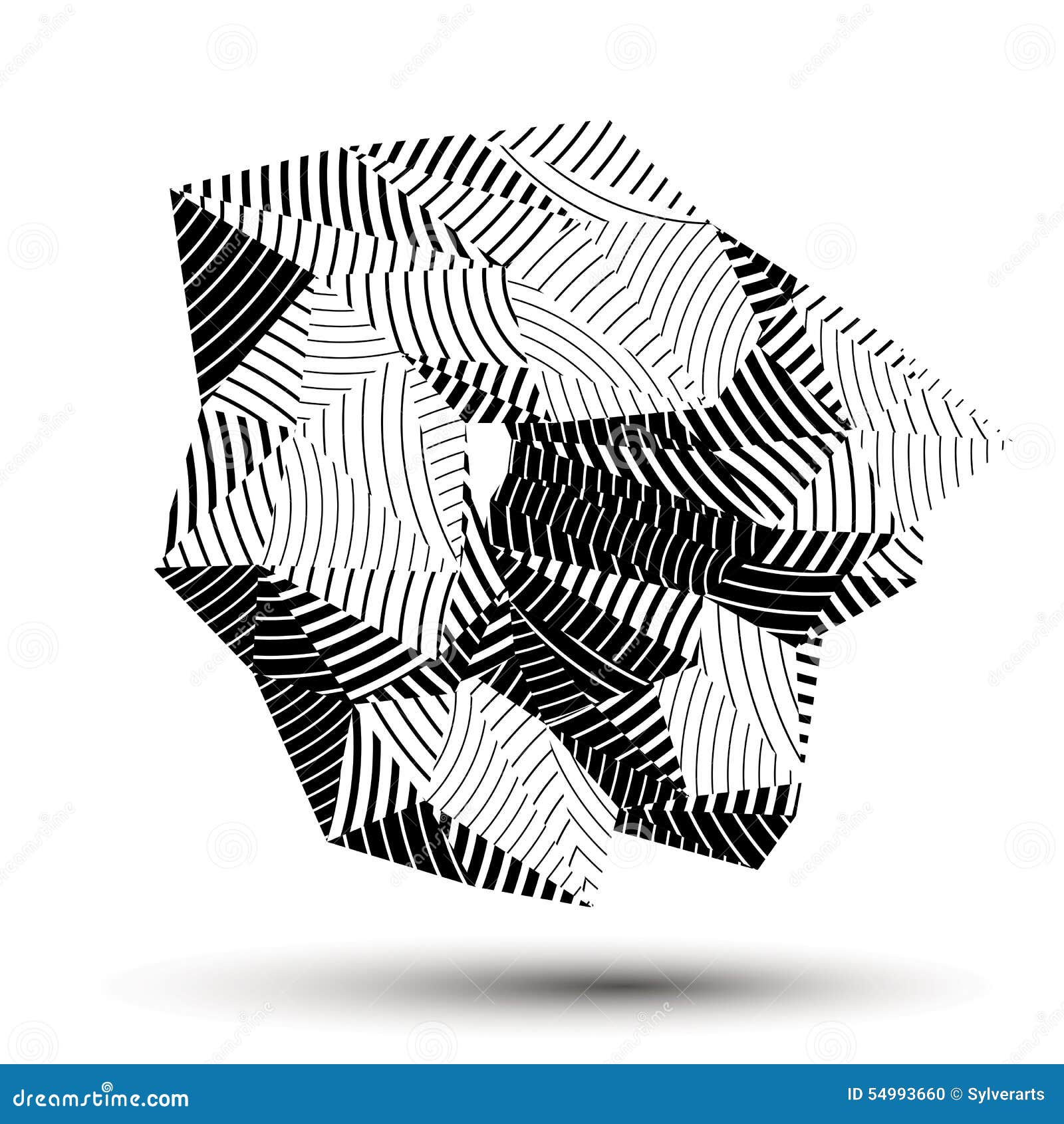 Asymmetric 3D Abstract Striped Object, Monochrome Geometric Stock ...