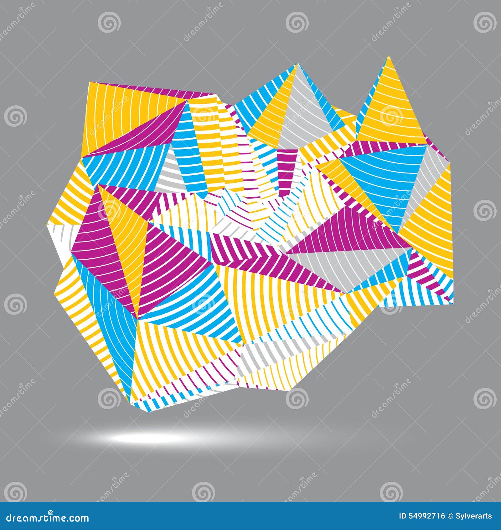 Asymmetric 3D Abstract Striped Vector Object, Colorful Geometric Stock ...