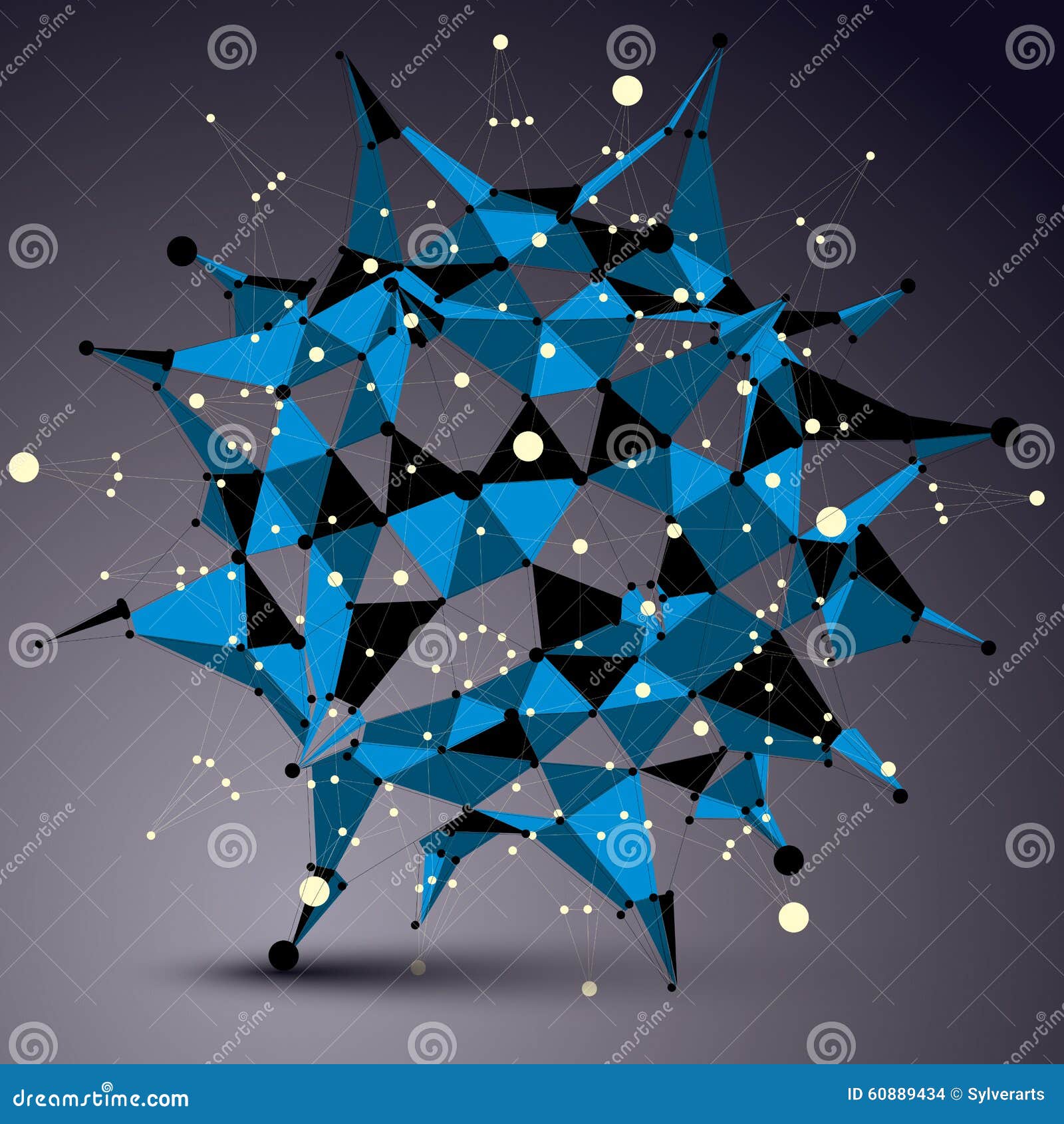 Asymmetric 3D Vector Abstract Construction with Lines Stock Vector ...