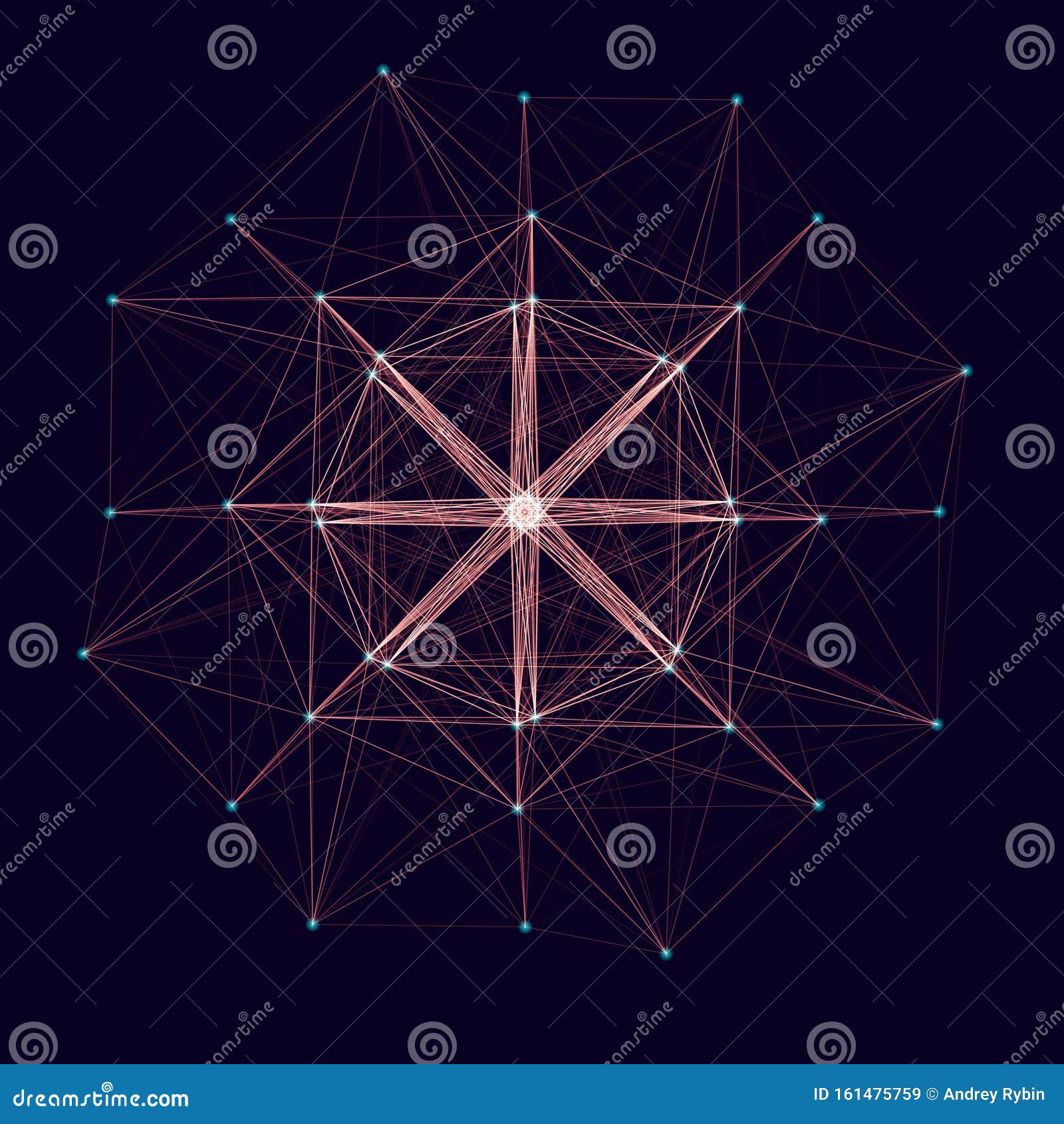 Asymmetrical Wireframe Vector Element for Scientific Data or Structure ...