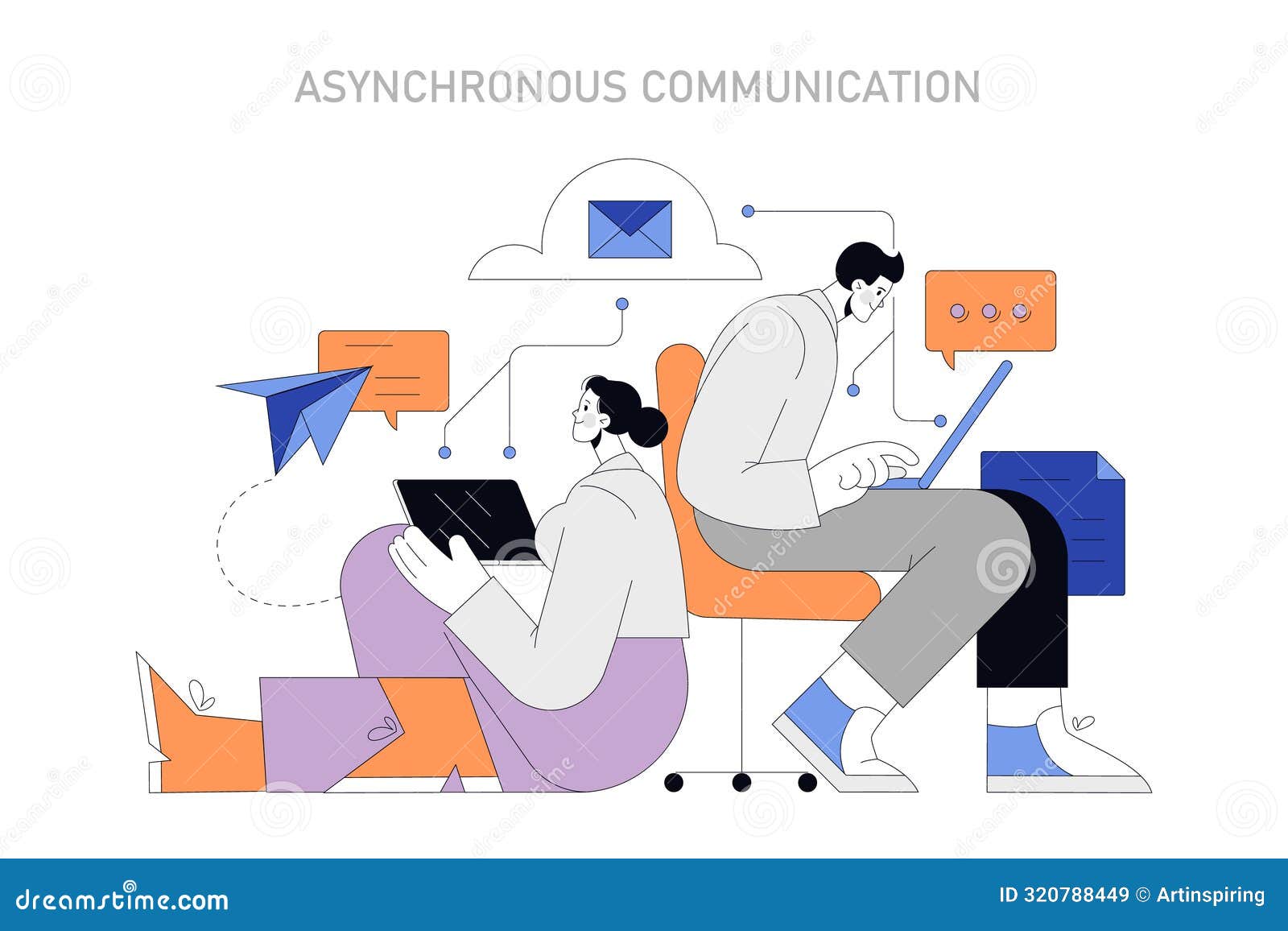 Asynchronous Communication Concept. Vector Illustration. Stock Vector ...