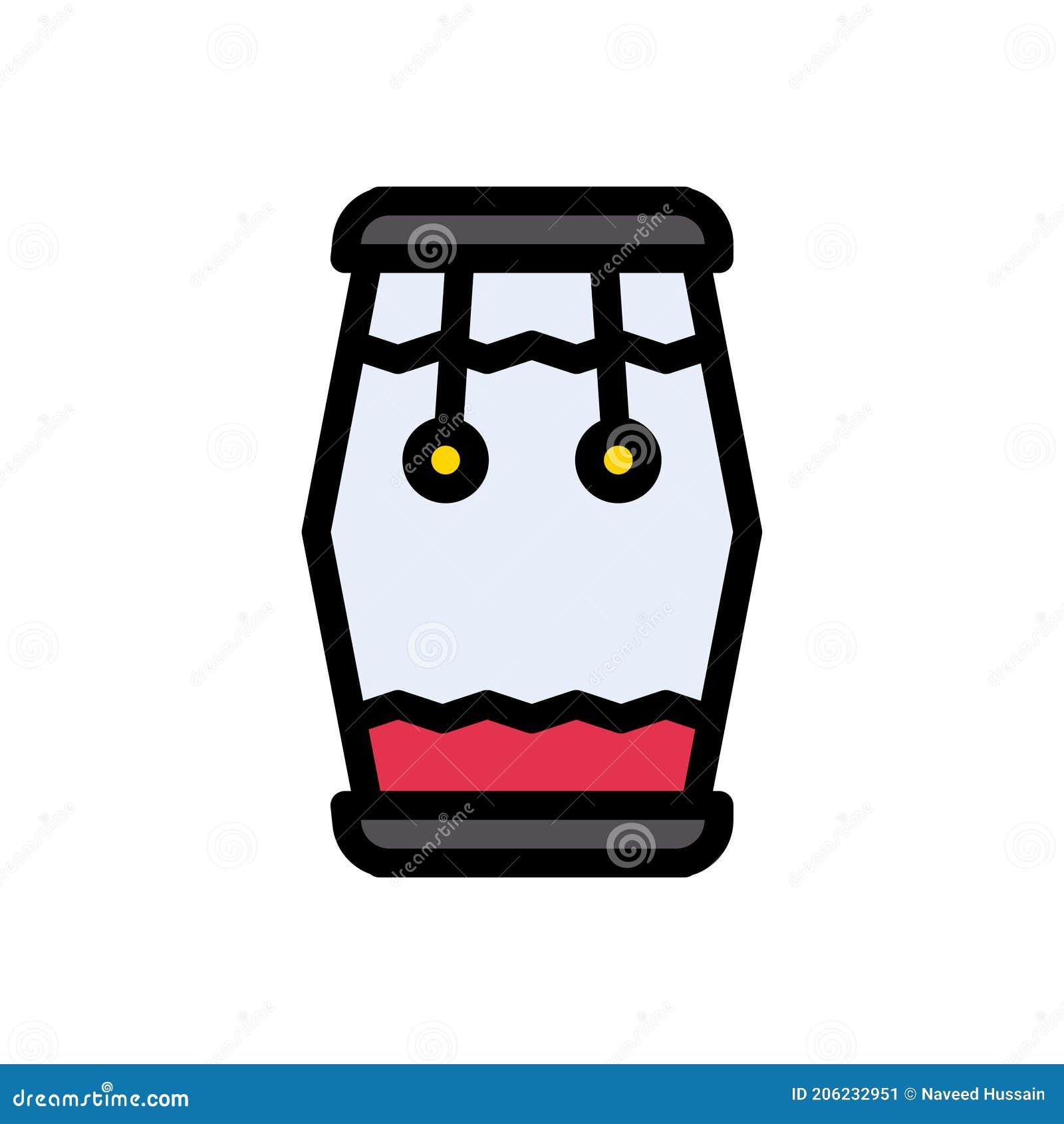 Atabaque Vector Color Line Icon Stock Vector - Illustration of ...