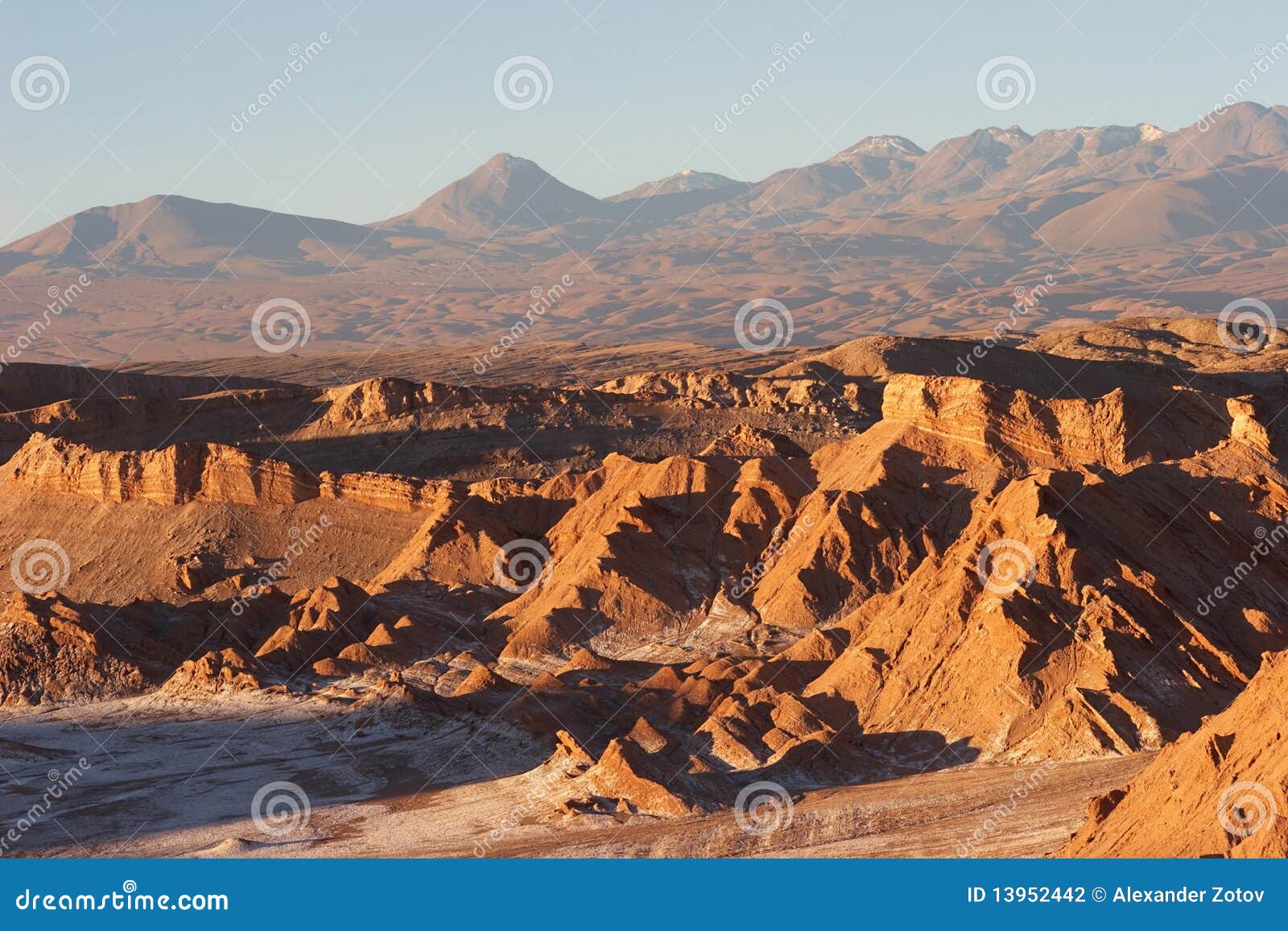 Atacama Desert and Volcano Range in Evening, Chile Stock Photo - Image ...