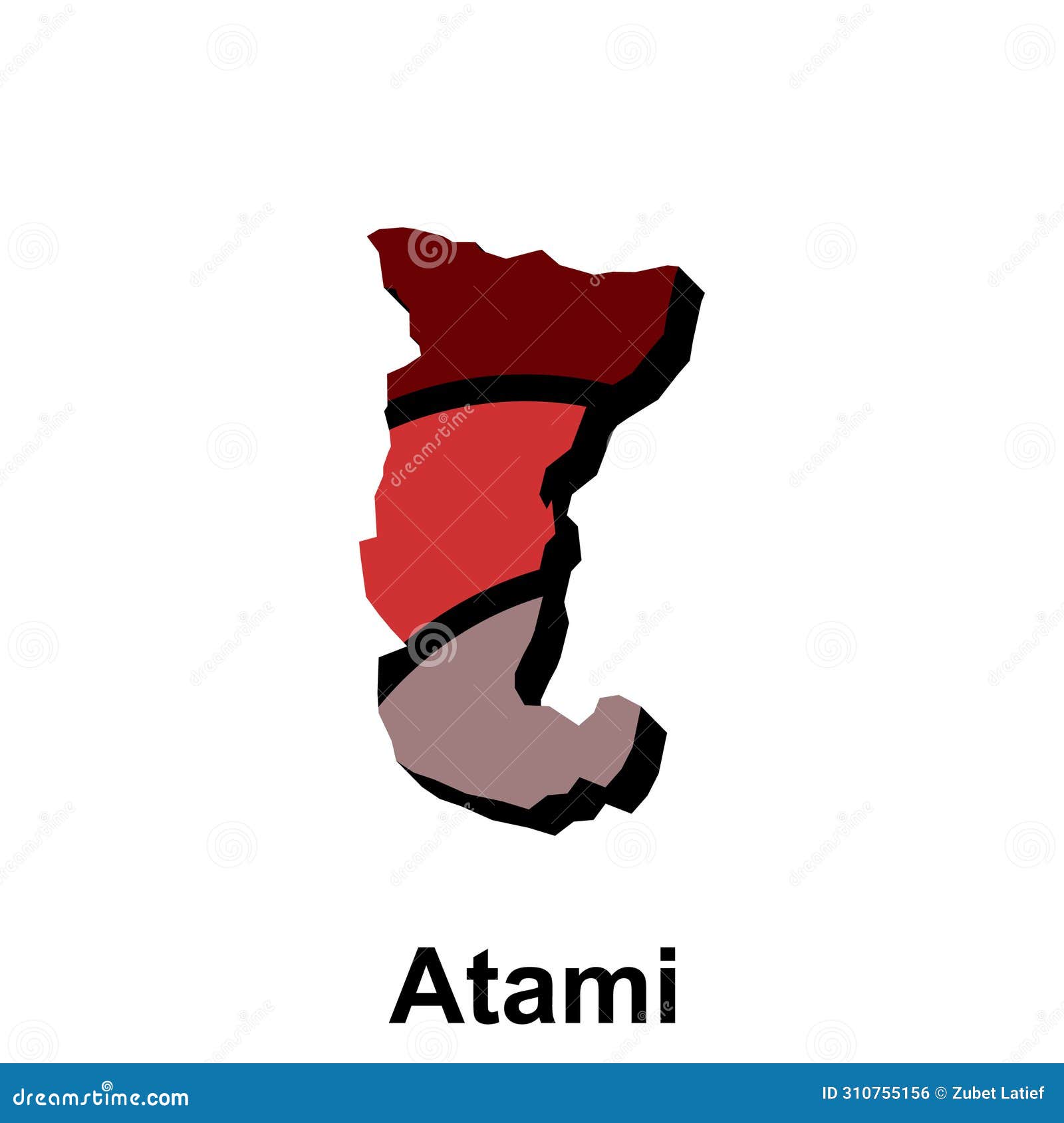 Atami City Map Design Illustration, Map on White Background for ...