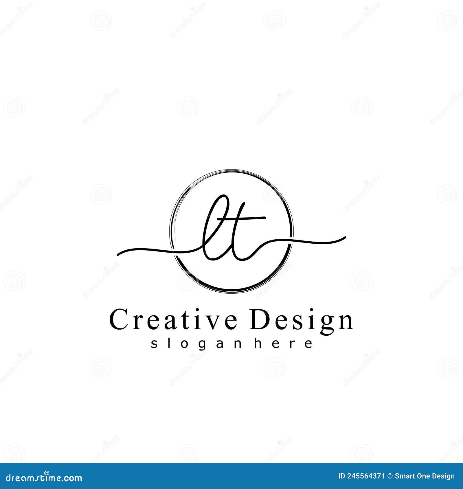 Initial LT Handwriting Logo with Circle Hand Drawn Template Vector ...