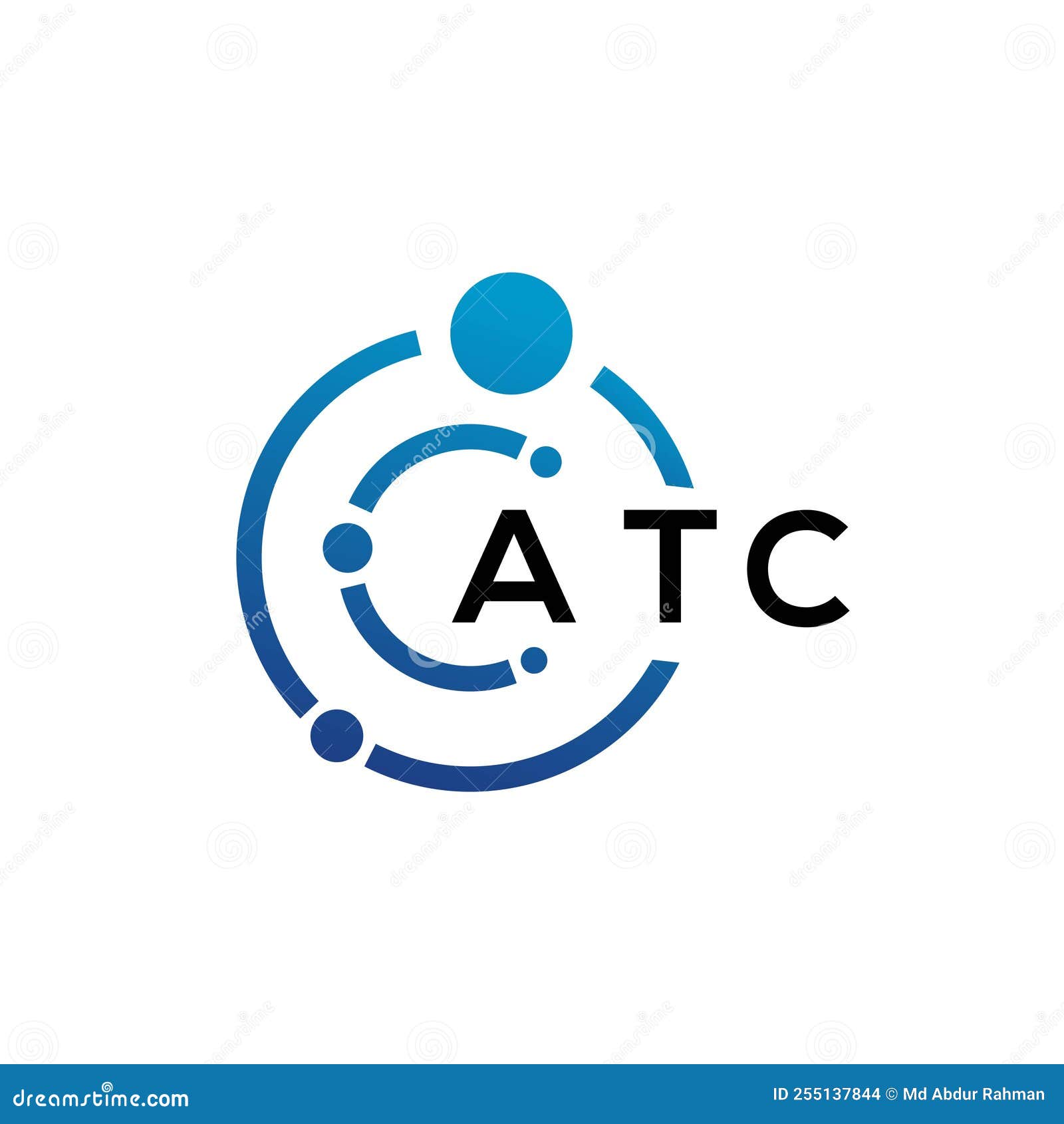 ATC Letter Logo Design on Black Background. ATC Creative Initials ...