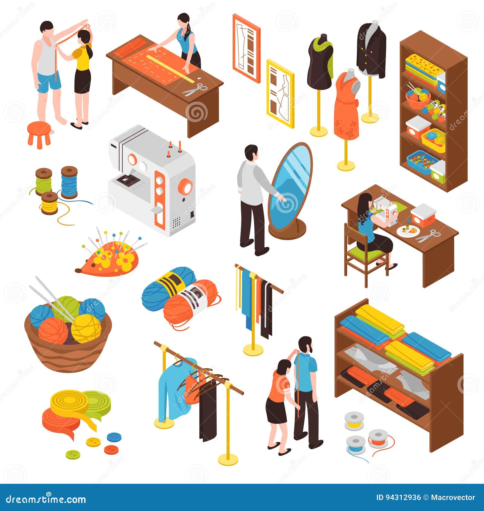 Tailor And Customer At Fitting Room In Atelier Cartoon Vector ...