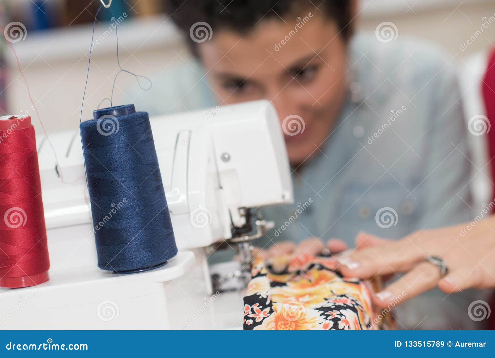 Atelier worker sew cloth stock image. Image of close - 133515789