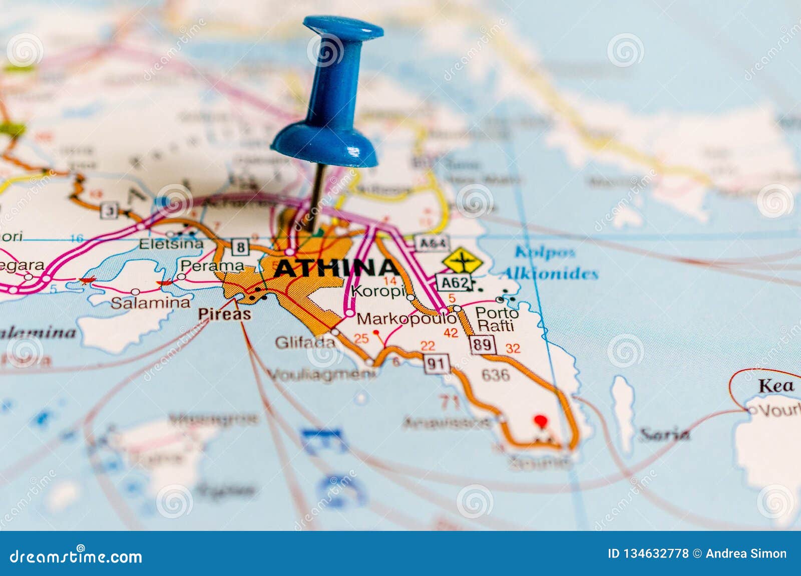 Atenas en mapa foto de archivo. Imagen de modelo, atlas - 134632778