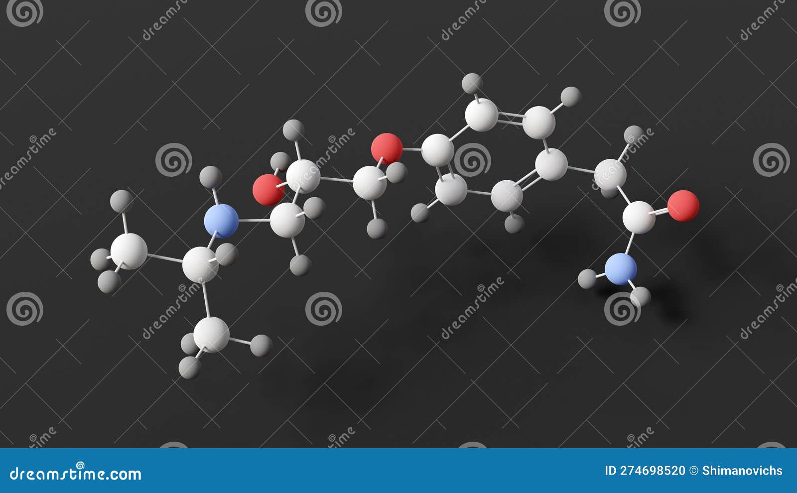 Atenolol Molecule, Molecular Structure, Tenormin, Ball and Stick 3d ...