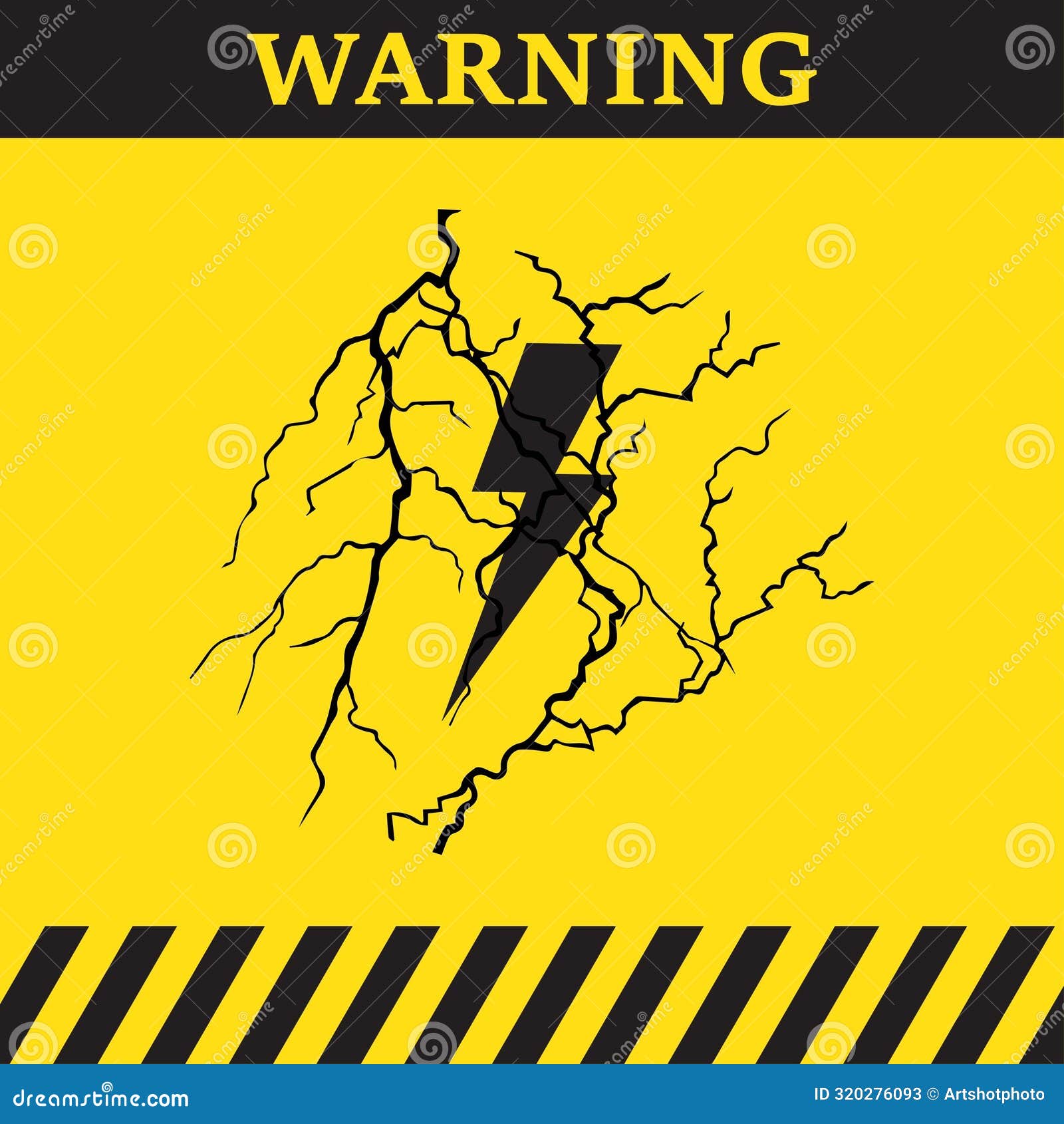 Warning Symbol, on Yellow Background with Lightning Stroke and ...
