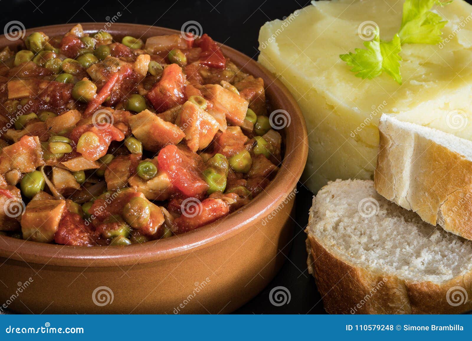 Seitan Stew with Mashed Potatoes Stock Photo - Image of cousine ...