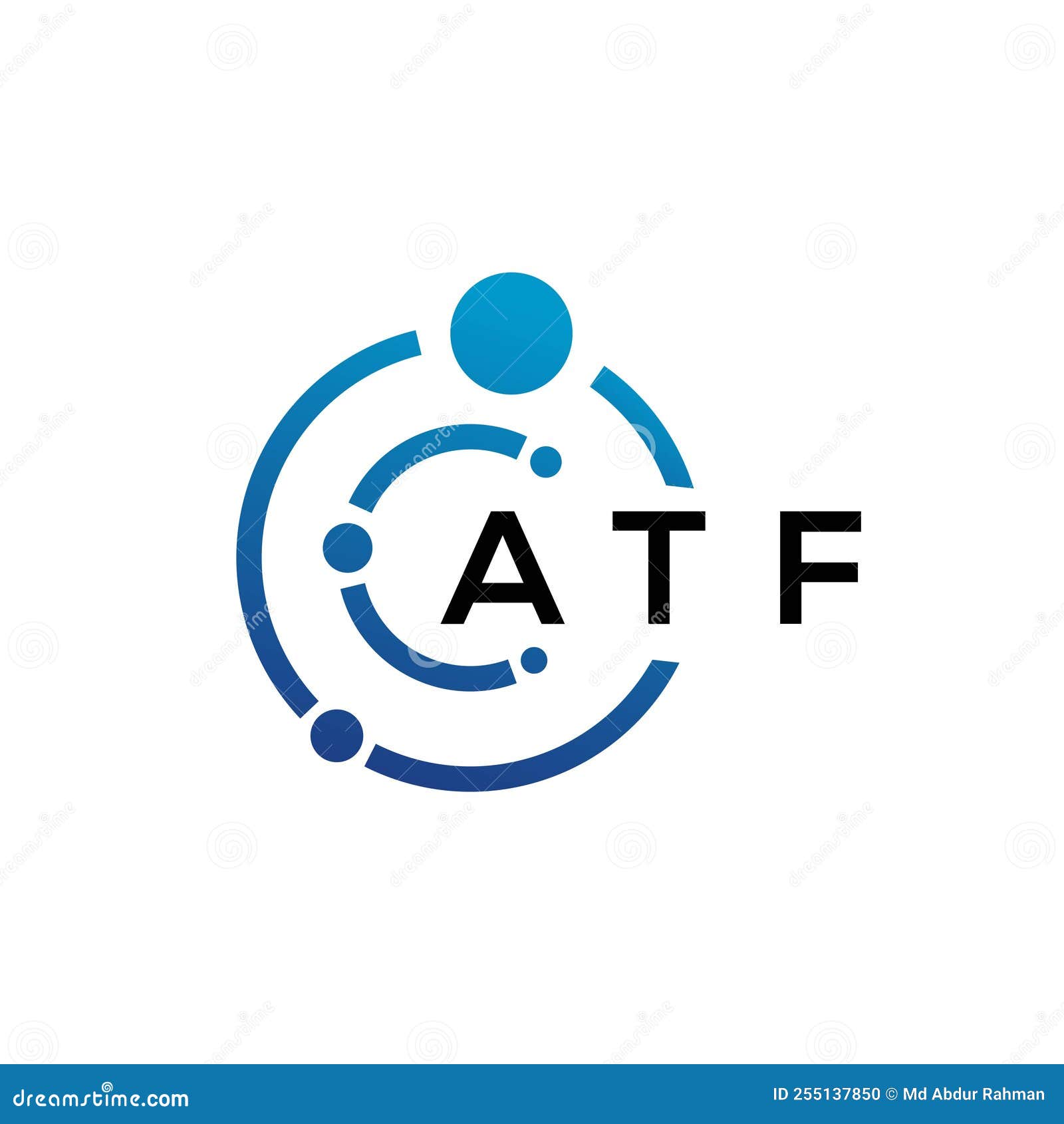 ATF Letter Logo Design on Black Background. ATF Creative Initials ...