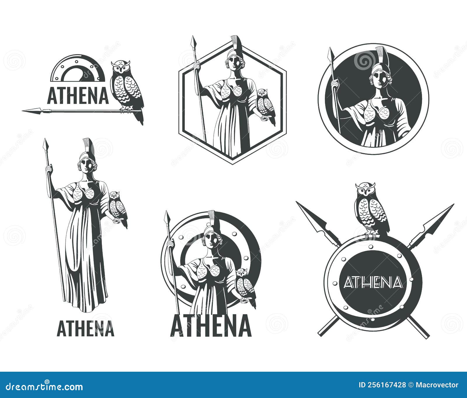 Athena Goddess Emblems stock vector. Illustration of mythological ...
