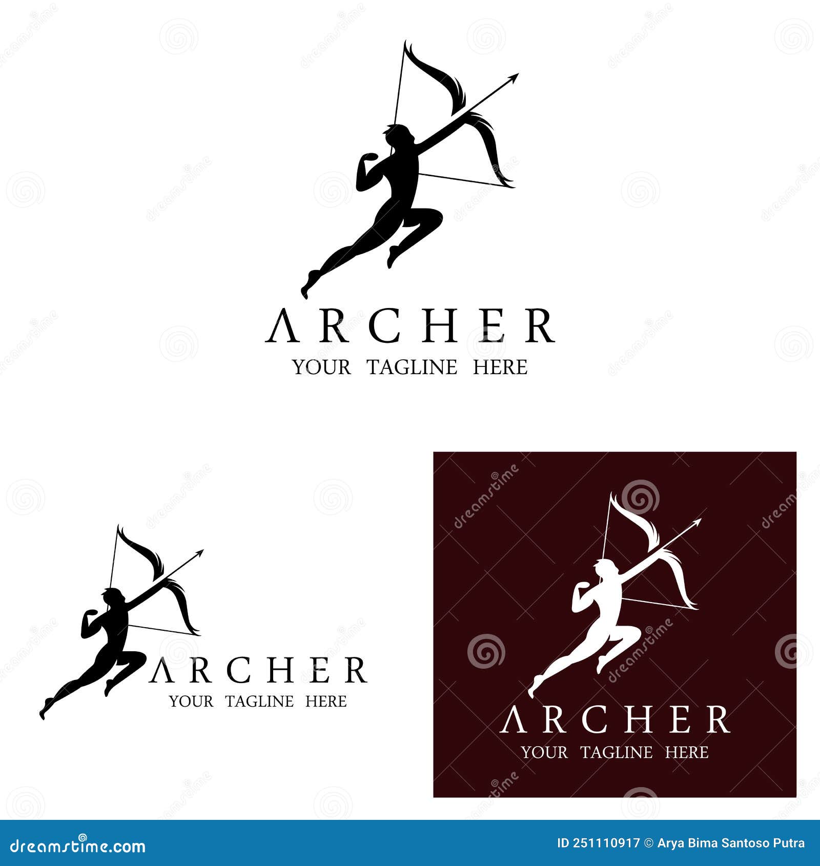 Athena Minerva Silhouette with , Royal Archer Logo Design Stock Vector ...