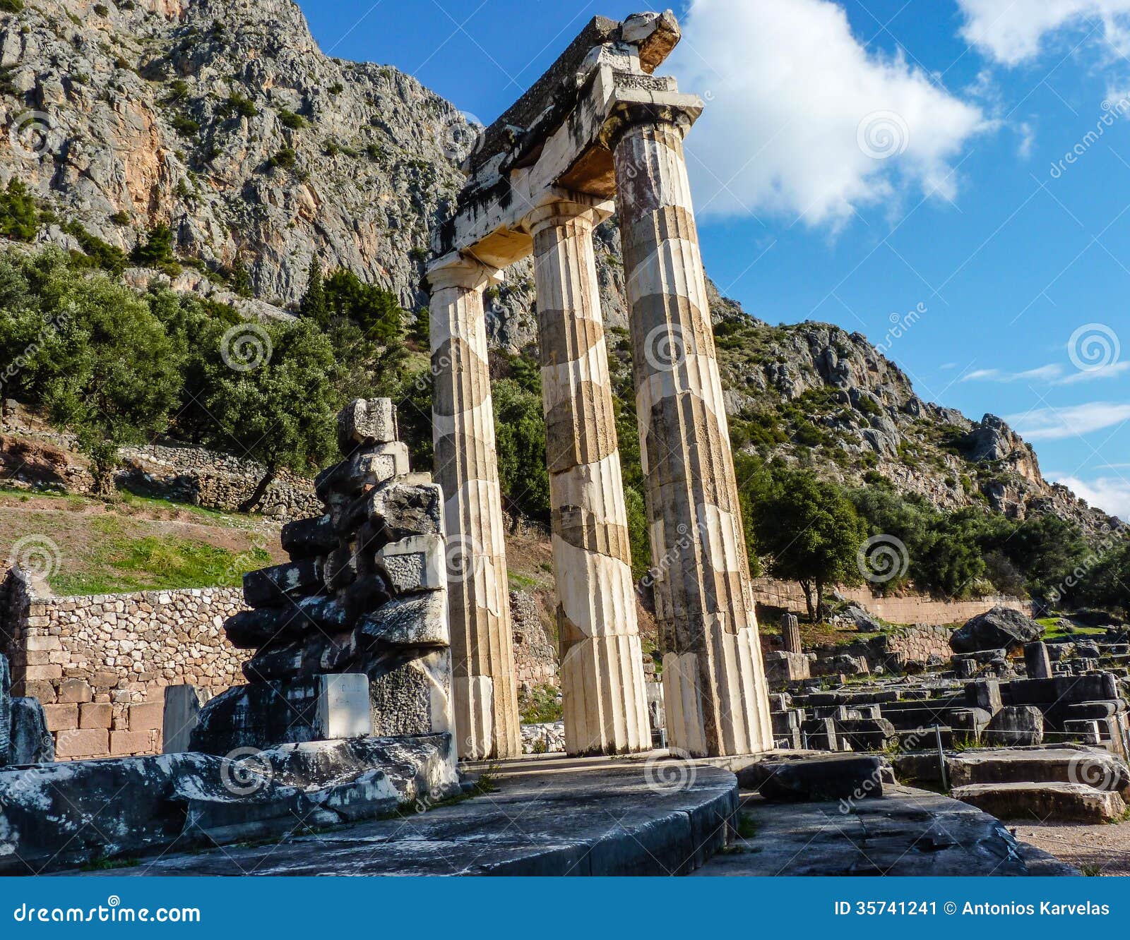 Athena Pronoia Temple at Delphi in Greece Stock Image - Image of doric ...