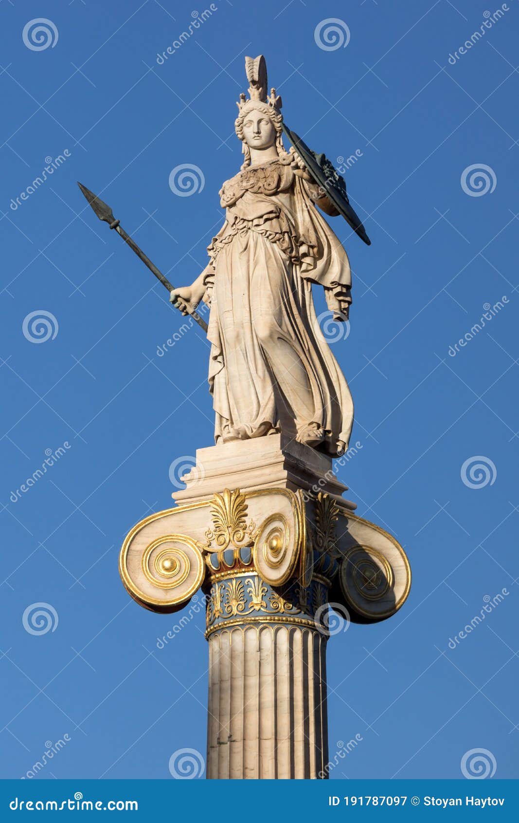 Athena Statue in Front of Academy of Athens, Greece Editorial ... Athena Statue in Front of Academy of Athens, Greece Editorial ...