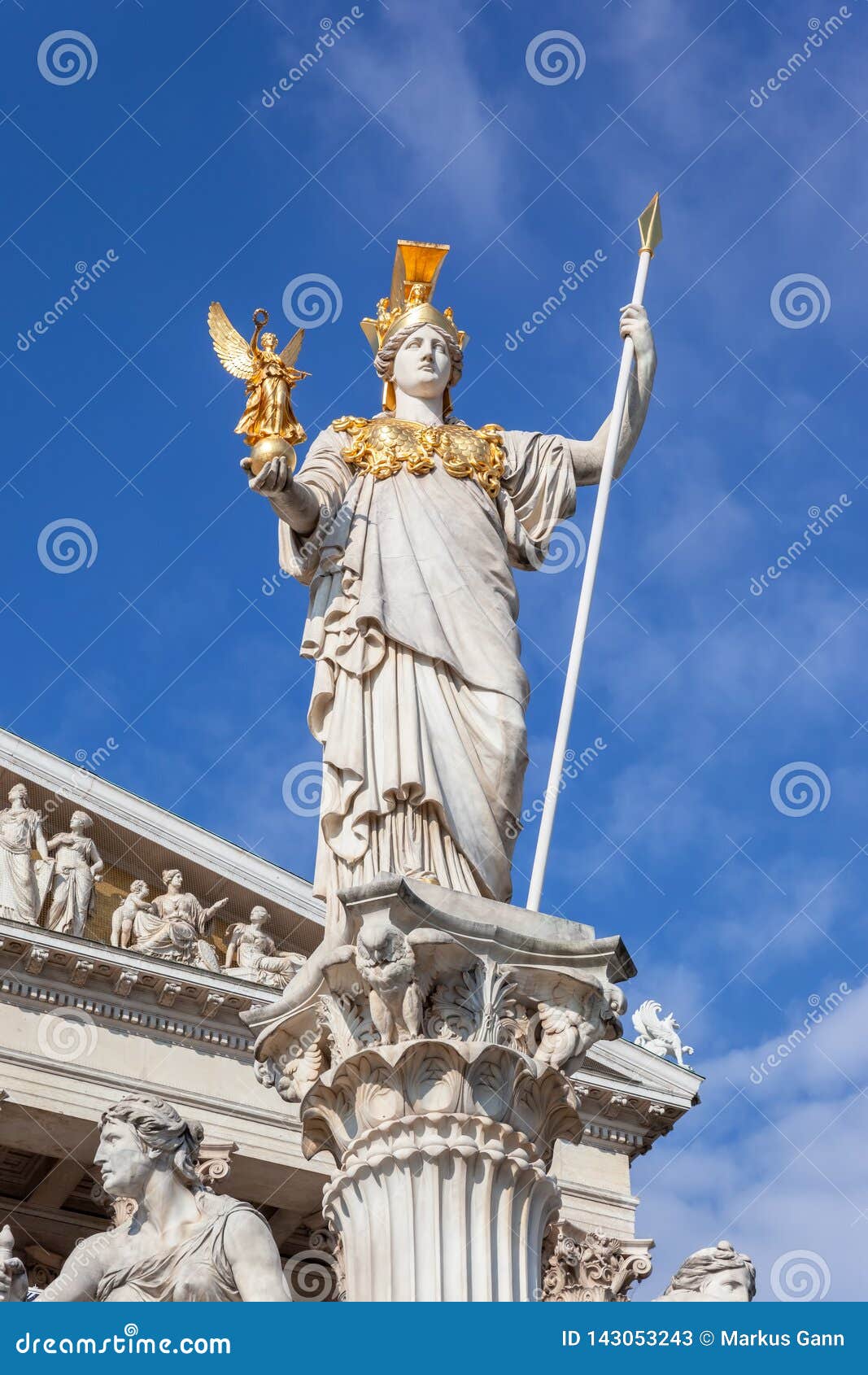 Athena Statue in Front of the Parliament in Vienna Austria Stock Image ...