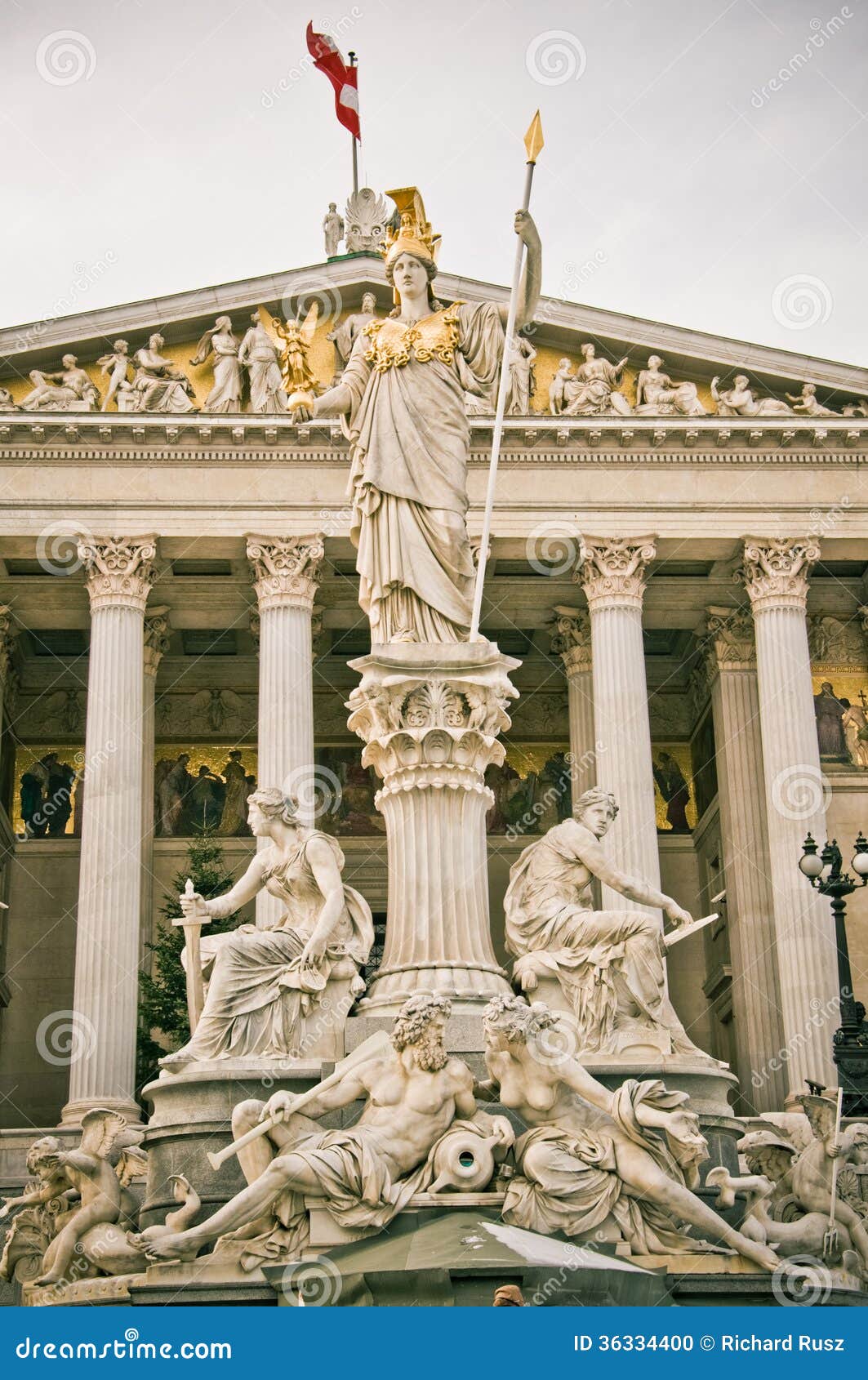 Athena staty Wien arkivfoto. Bild av parlament, majestätiskt - 36334400