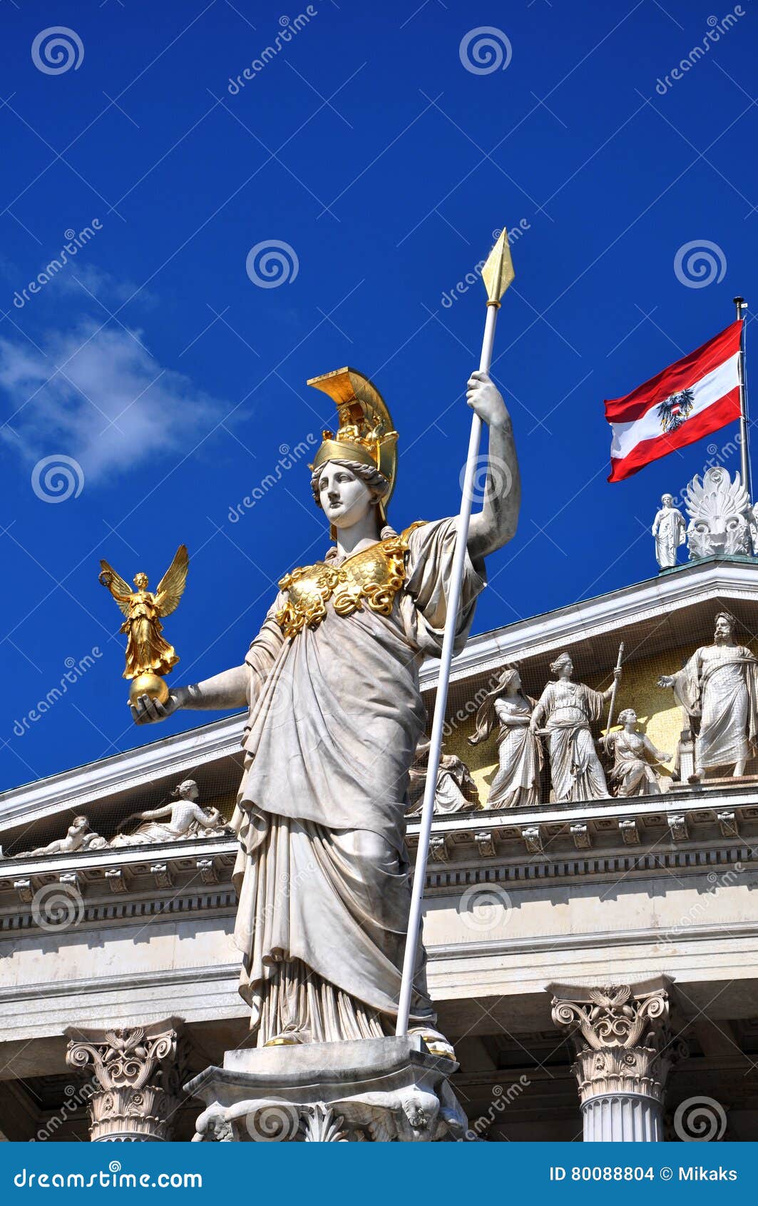 Athena staty Wien arkivfoto. Bild av huvud, byggnader - 80088804