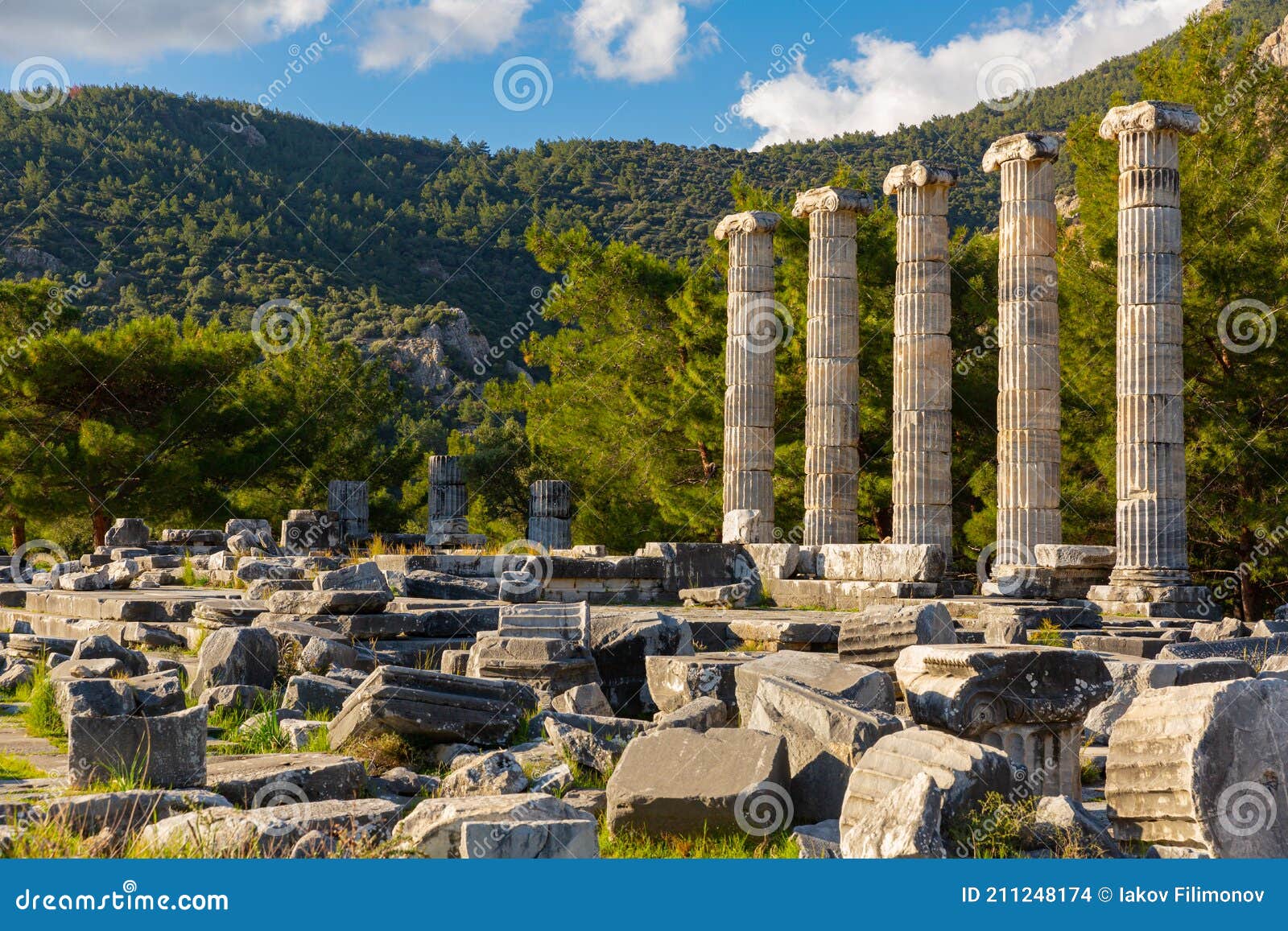 Athena Temple in Priene, Turkey. Stock Photo - Image of nature ...