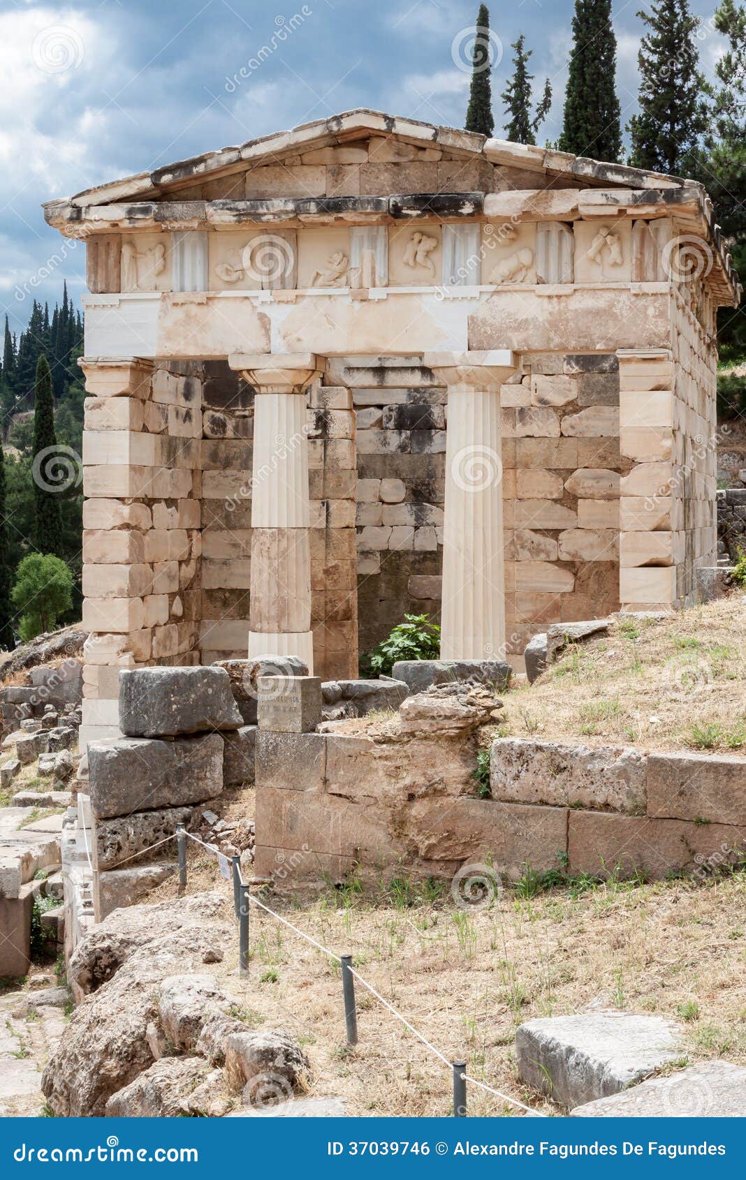 Athenian Treasure Delphi Greece Stock Photo - Image of delphi, column ...
