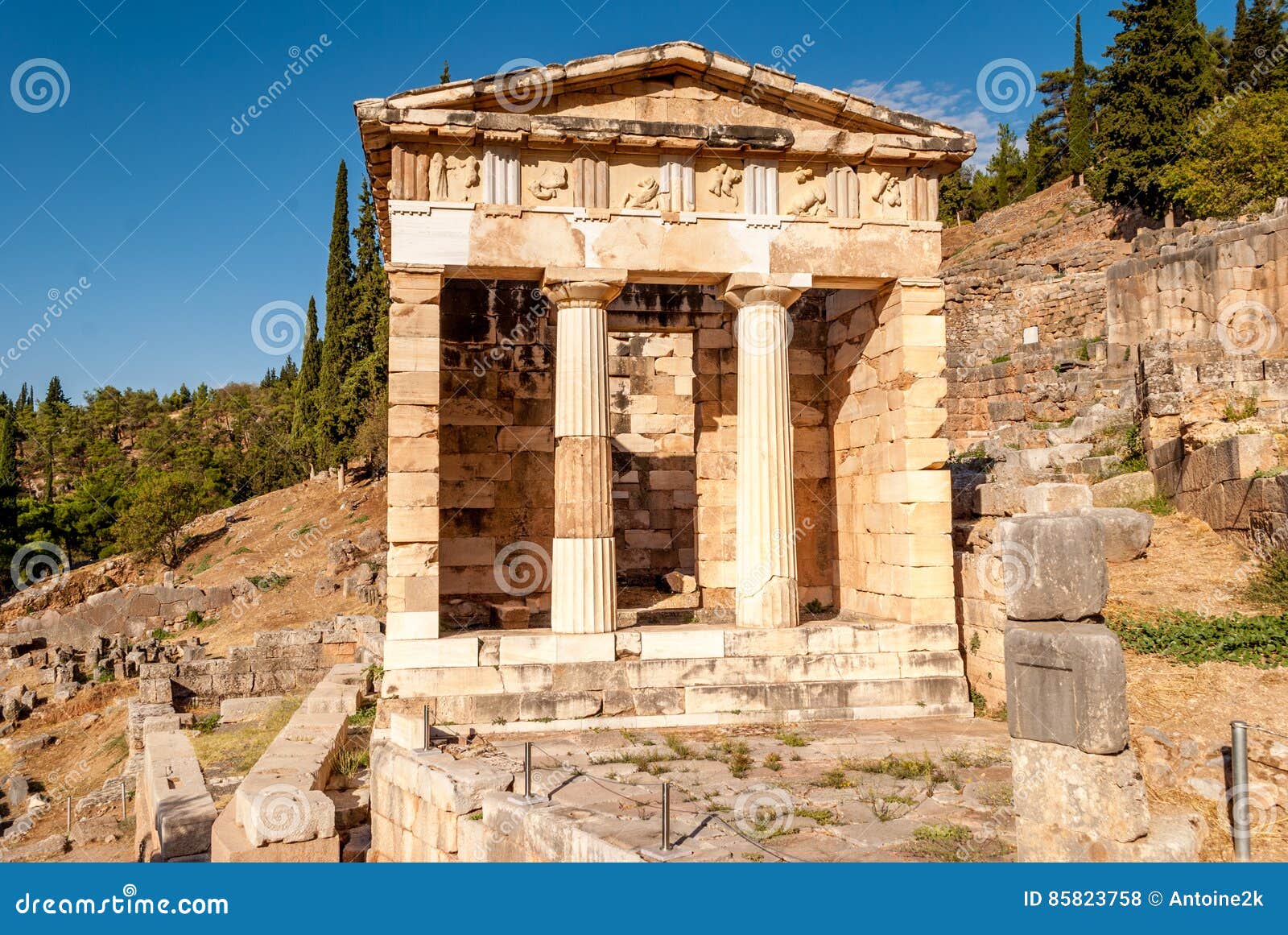 Athenian Treasury in Delphi, an Archaeological Site in Greece, at the ...
