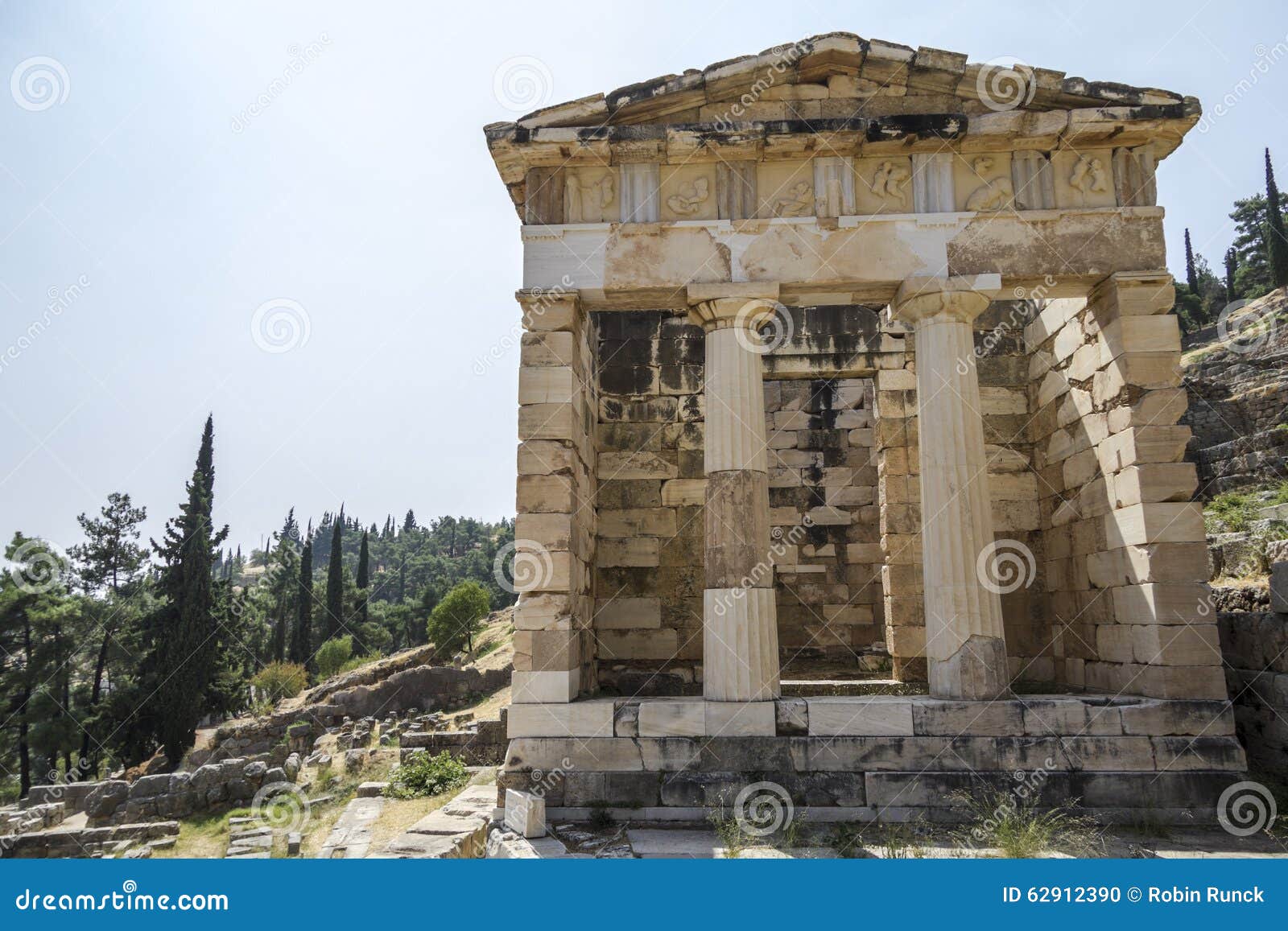 Athenian Treasury at Delphi, Greece Stock Photo - Image of athens ...