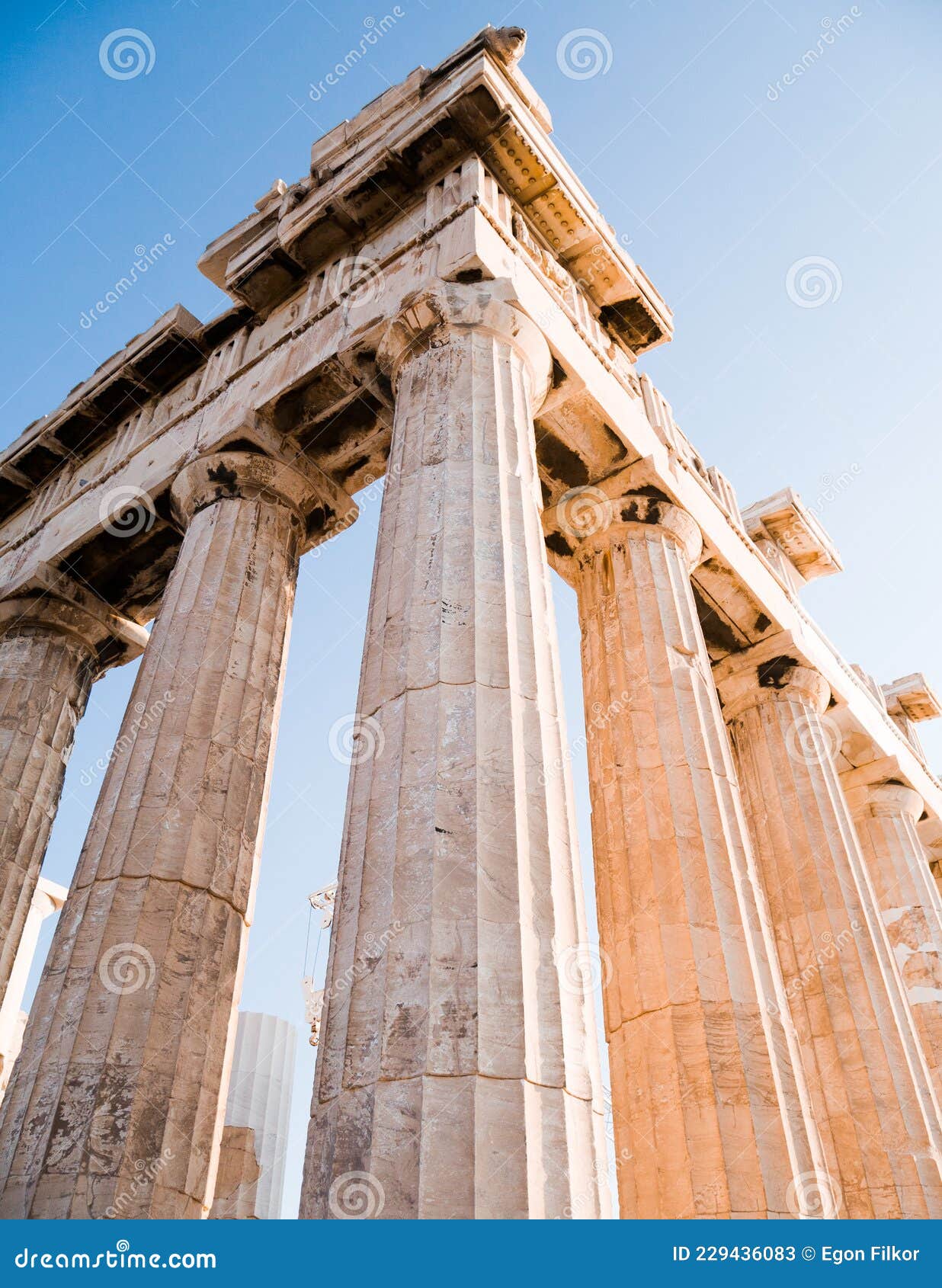 Athens Acropolis Pillars at Sunset Stock Image - Image of landmark ...