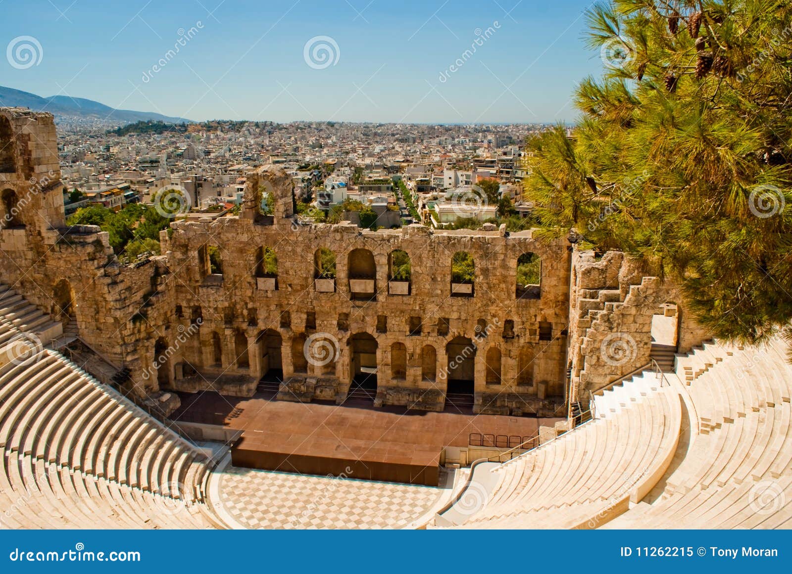 Athens Amphitheater from the Parthenon Stock Image - Image of parthenon ...
