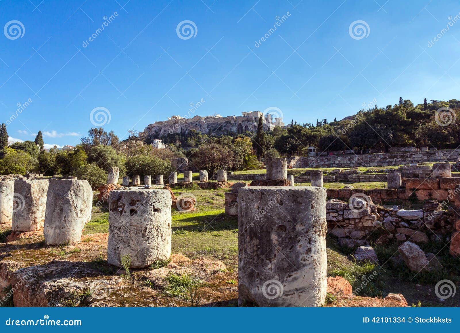 Athens ancient market stock photo. Image of site, columns - 42101334