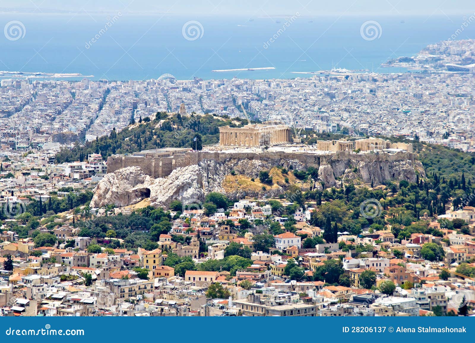 Athens Cityscape and Acropolis Hill Stock Image - Image of city, blue ...