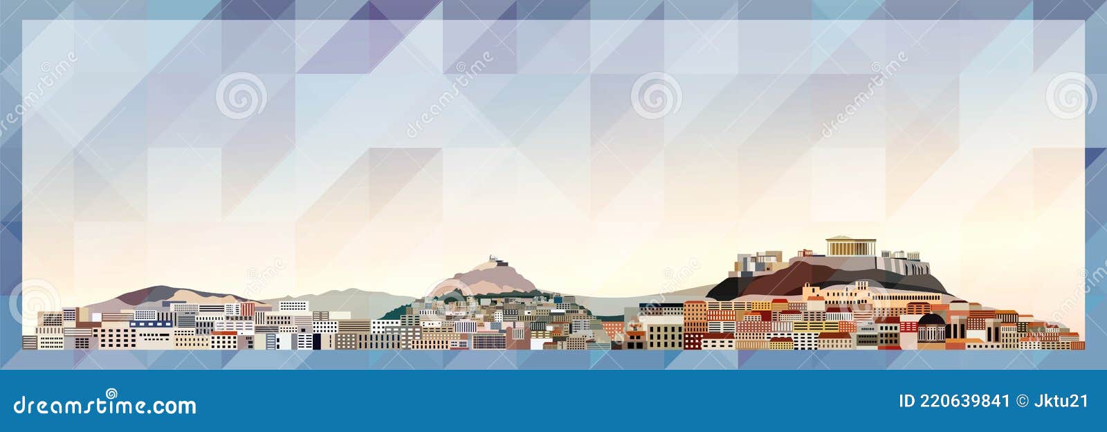 Athens Skyline Vector Colorful Poster on Beautiful Triangular Texture ...