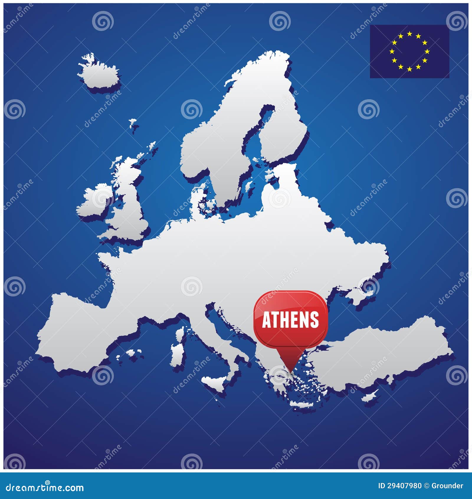 Athens on european map stock vector. Illustration of locations - 29407980